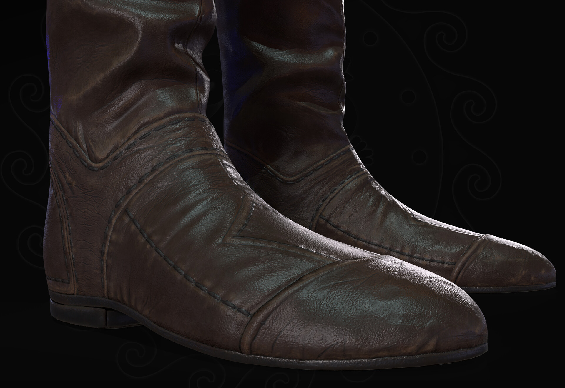 ArtStation - Simple medieval leather boots