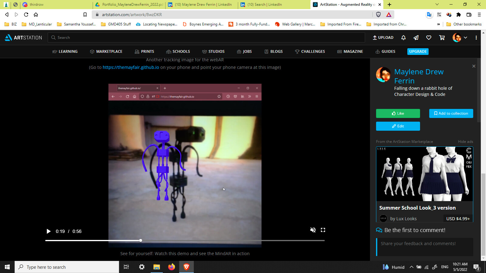 ArtStation - Augmented Reality on the Web (MindAR.js + AFrame.io)