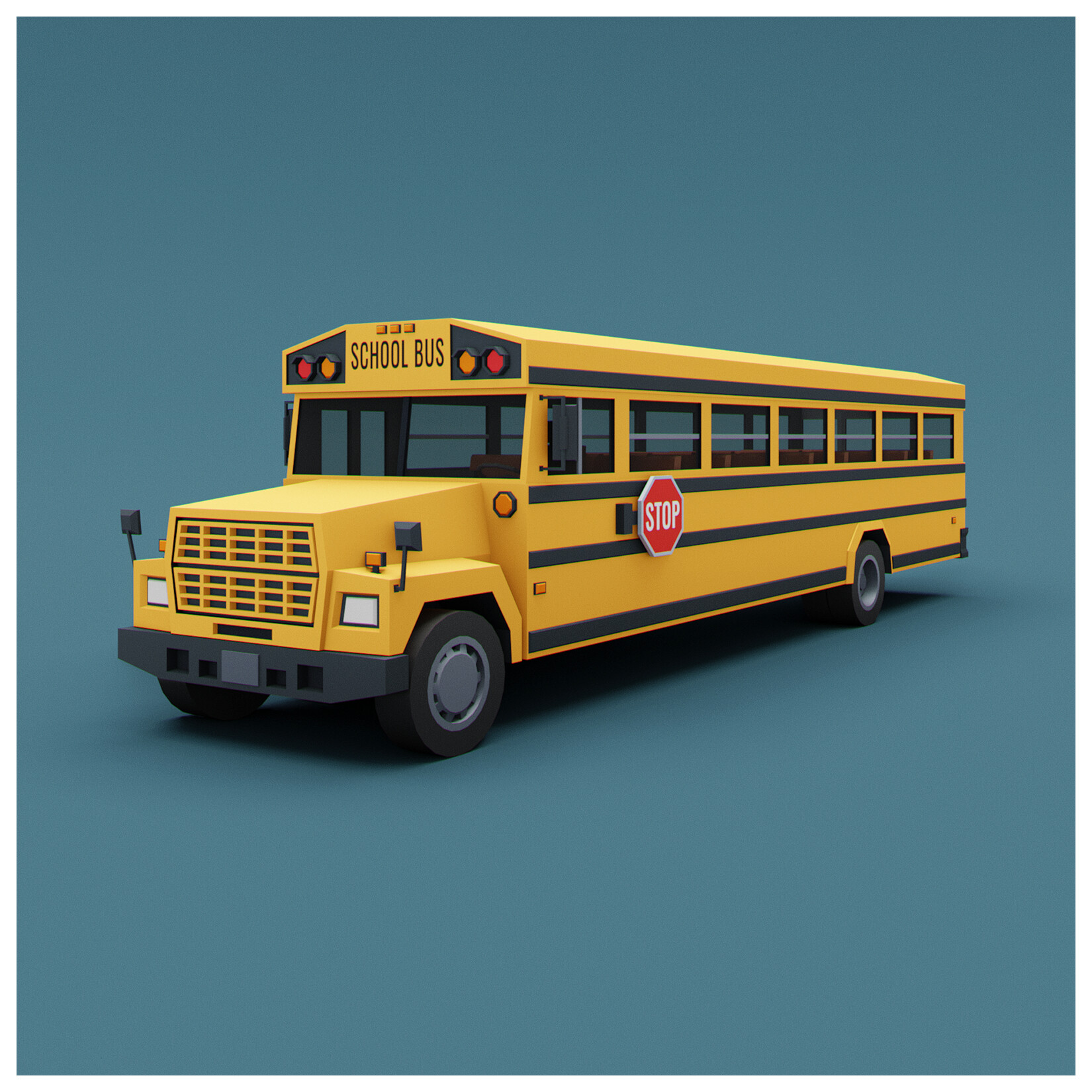 ArtStation - Stylized School Bus 80s