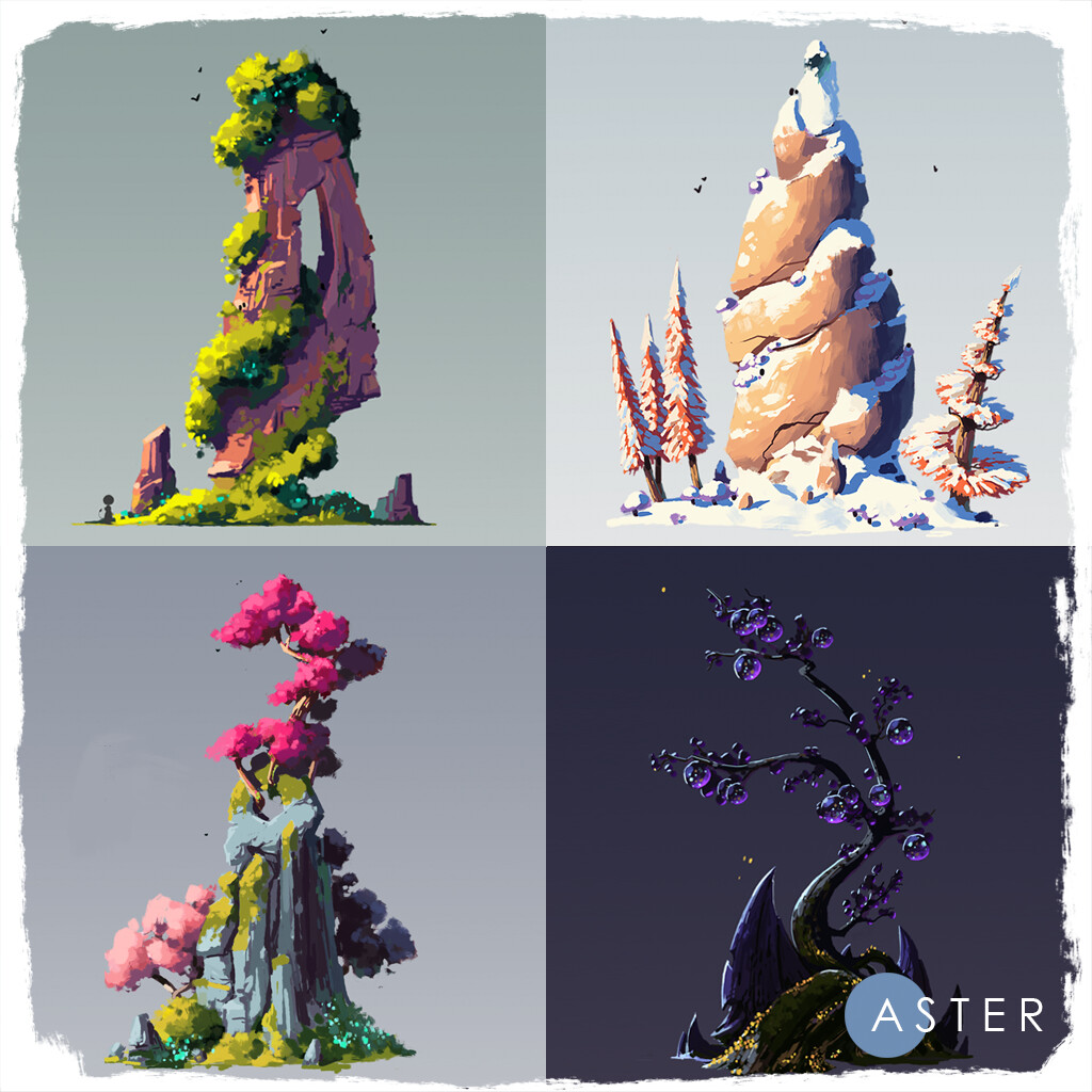 ArtStation - Aster - Tree/Rock exploration