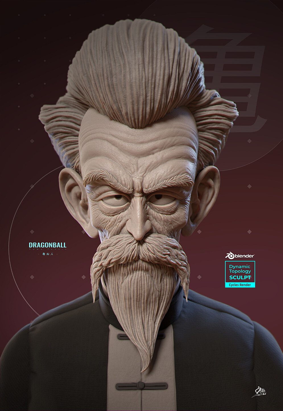 ArtStation - [FanArt] Dragon Ball - Master Roshi Portrait (Clay Version)