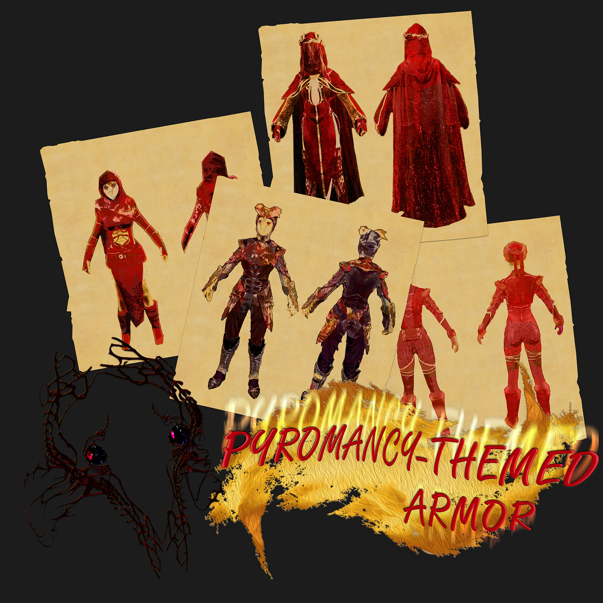 ArtStation - Pyromancy Themed Armor Set (WIP)