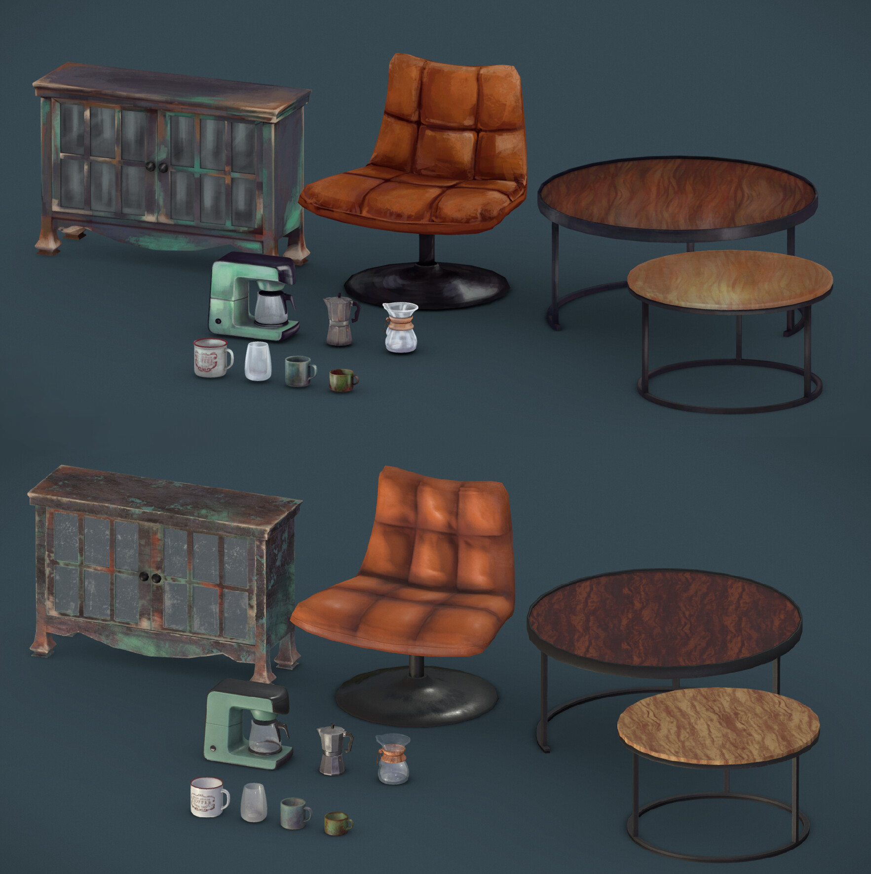 ArtStation - Coffee Enthusiast Living Room Café: Prop Set: Hand-painted ...