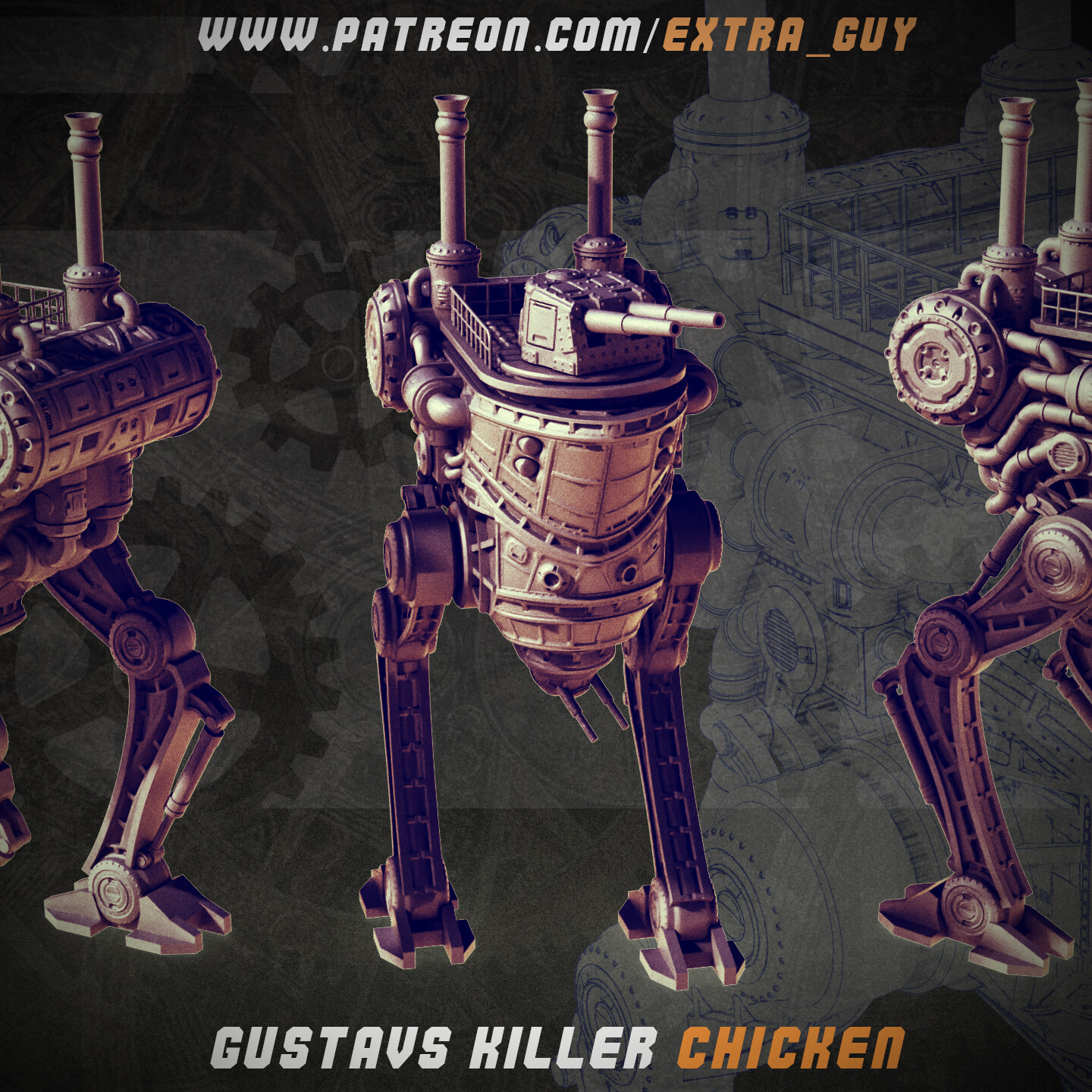 ArtStation - Steampunk Mech Walker 3D Printable over 100mm