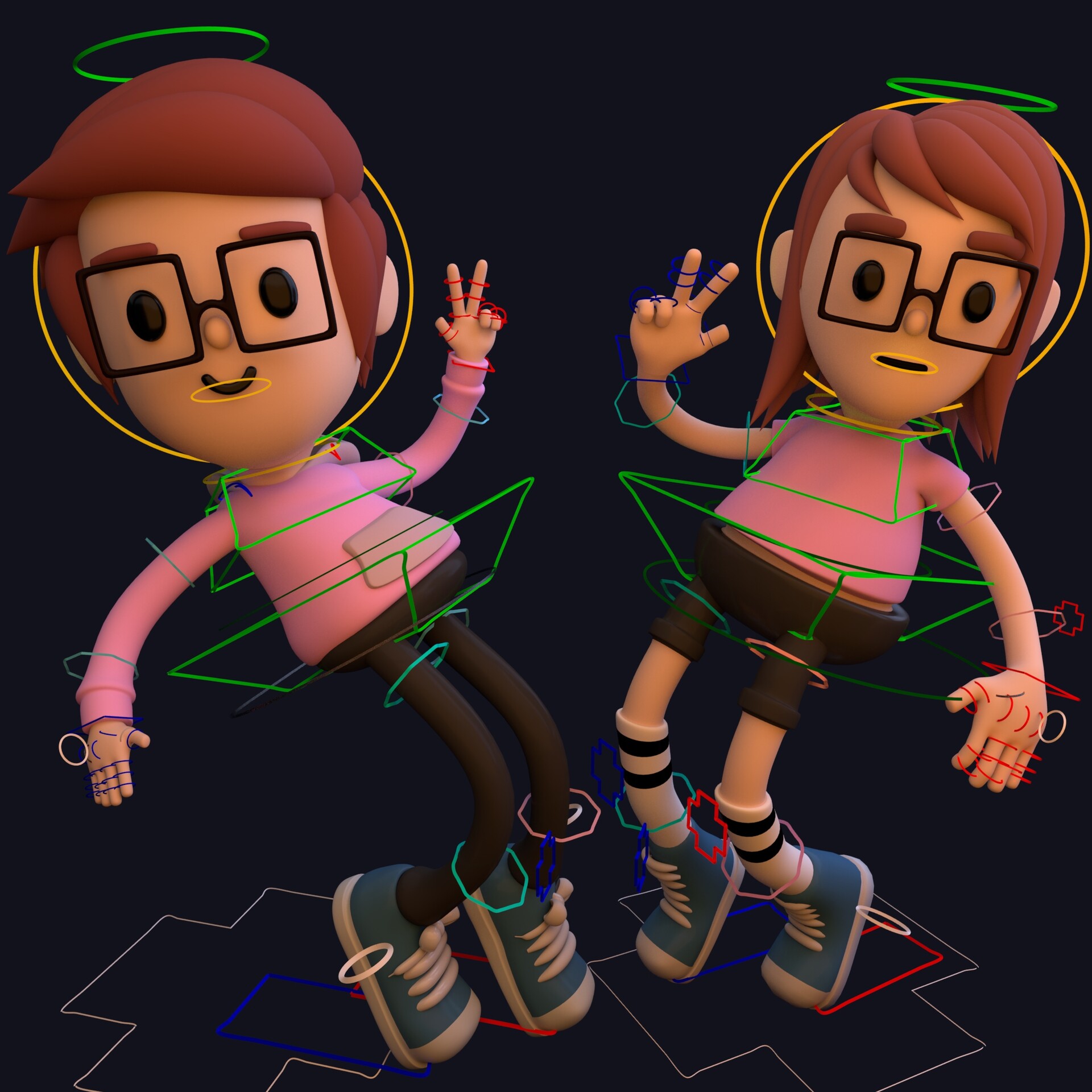 ArtStation - RIG y Modelo Cartoon (Grégory & Valery)