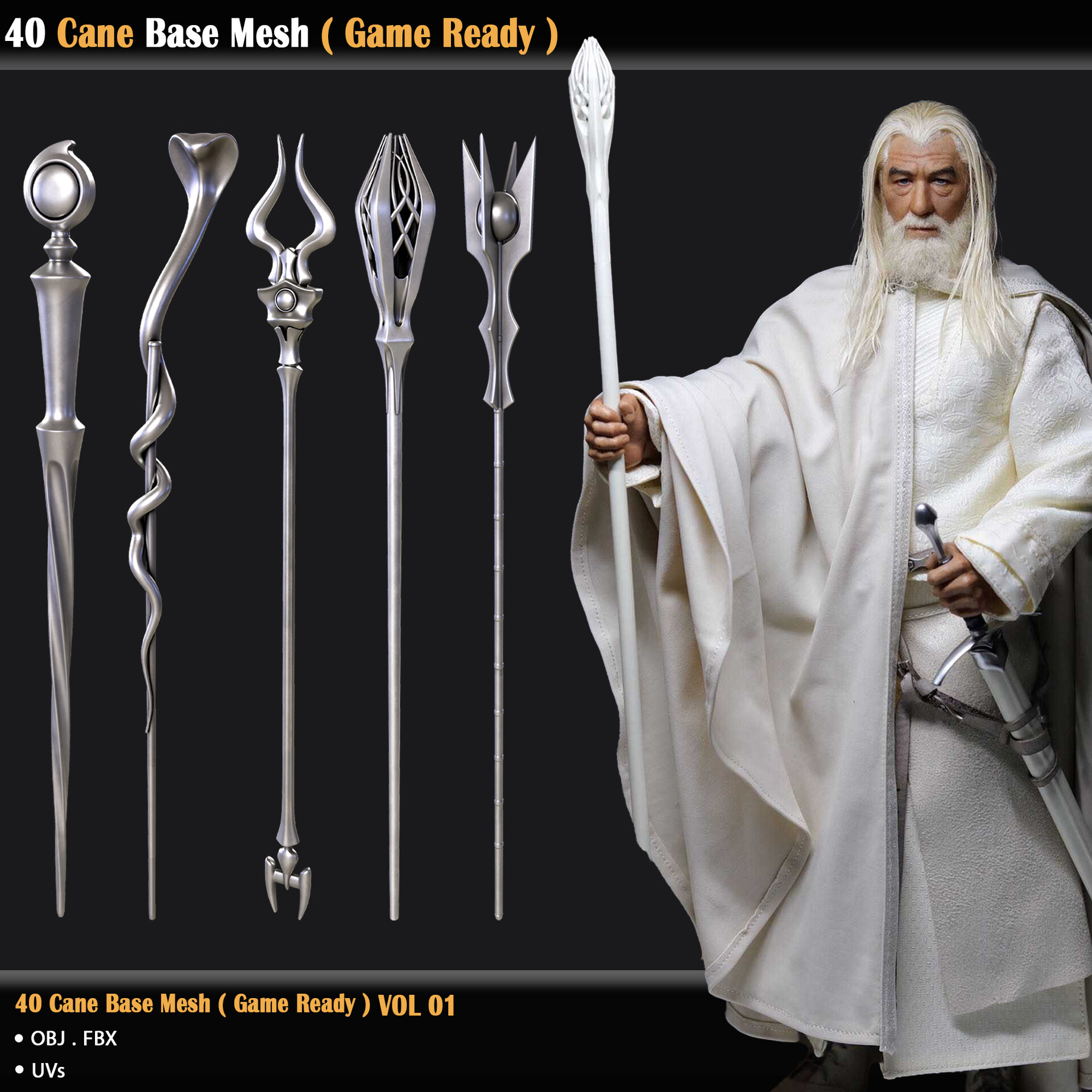 ArtStation - 40 Cane Base Mesh ( Game Ready )