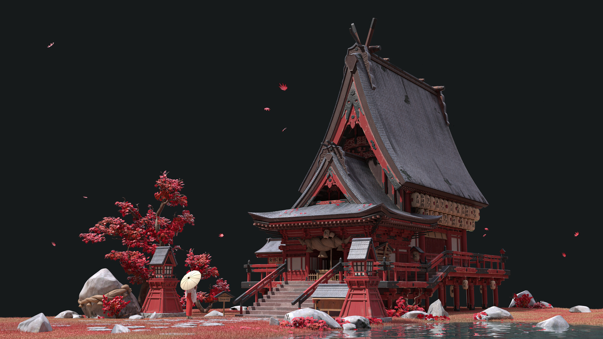 ArtStation - Japanese Temple Diorama
