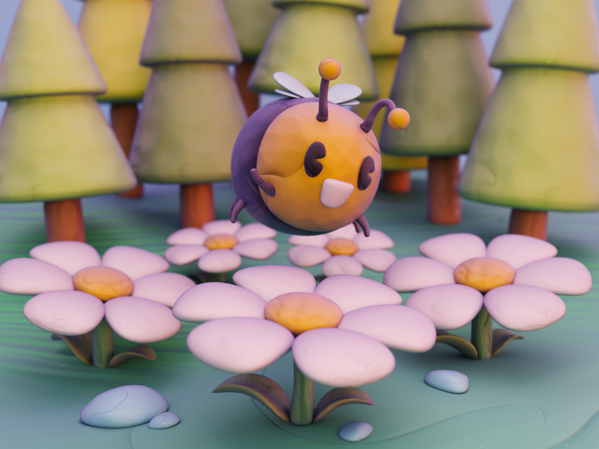 ArtStation - Bee & Daisies - Claydoh