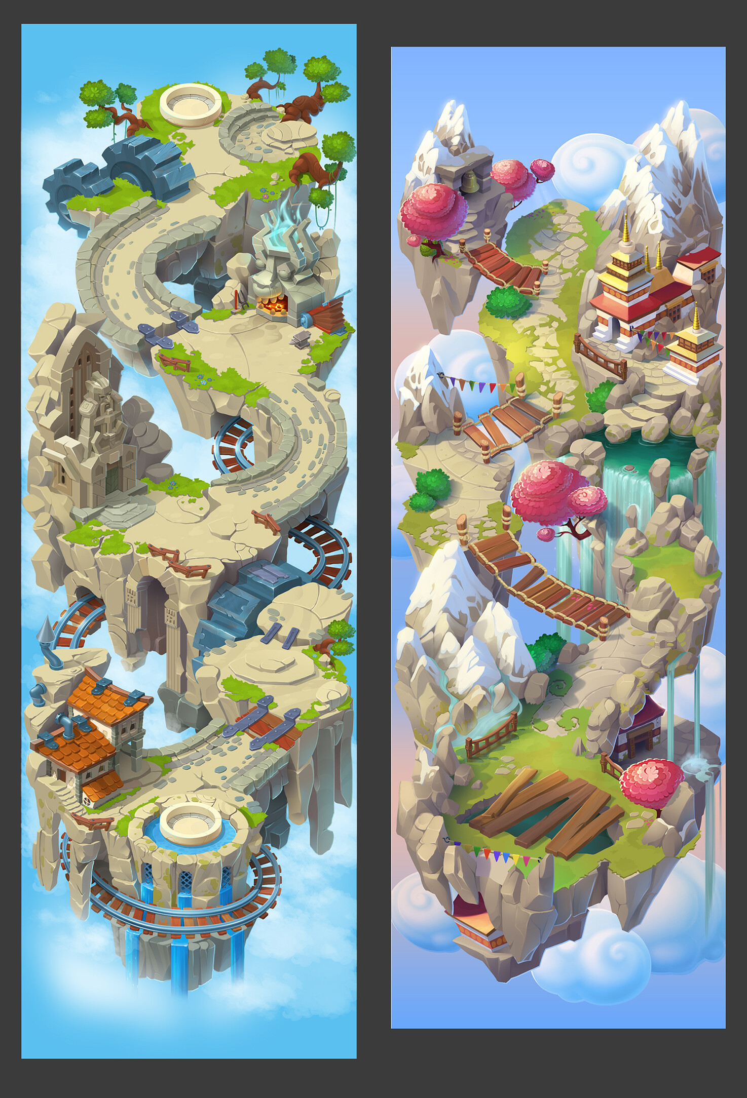 ArtStation - Sky Charms Locations: Concepts and final render (2D ...