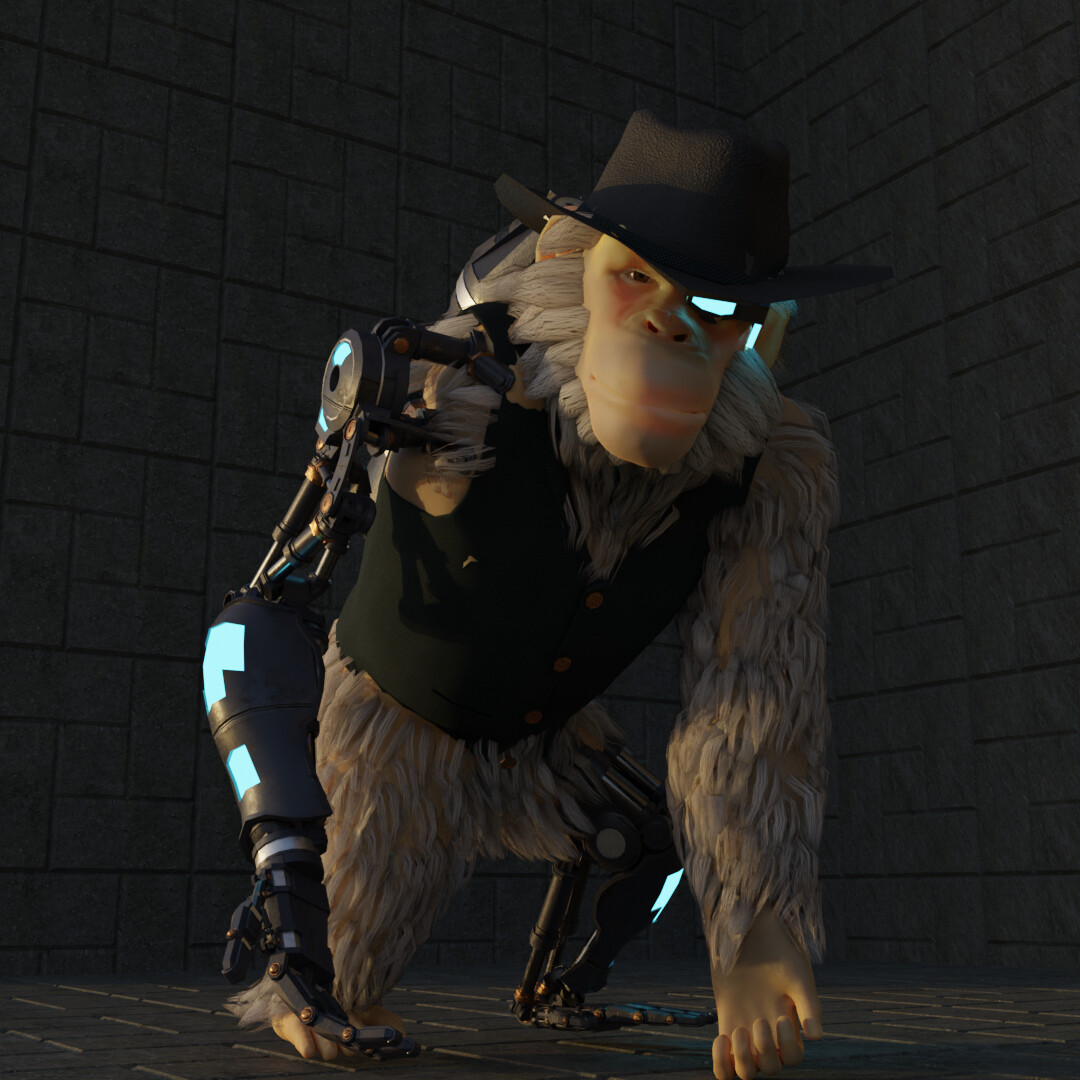 ArtStation - cyborg chimp game character