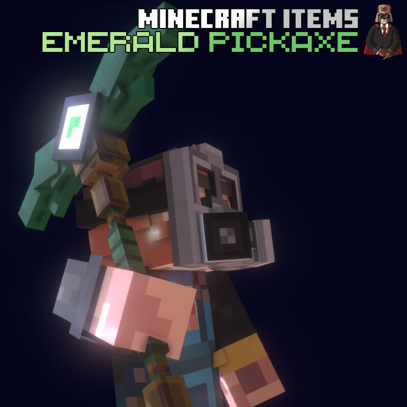 ArtStation - Minecraft Emerald Pickaxe