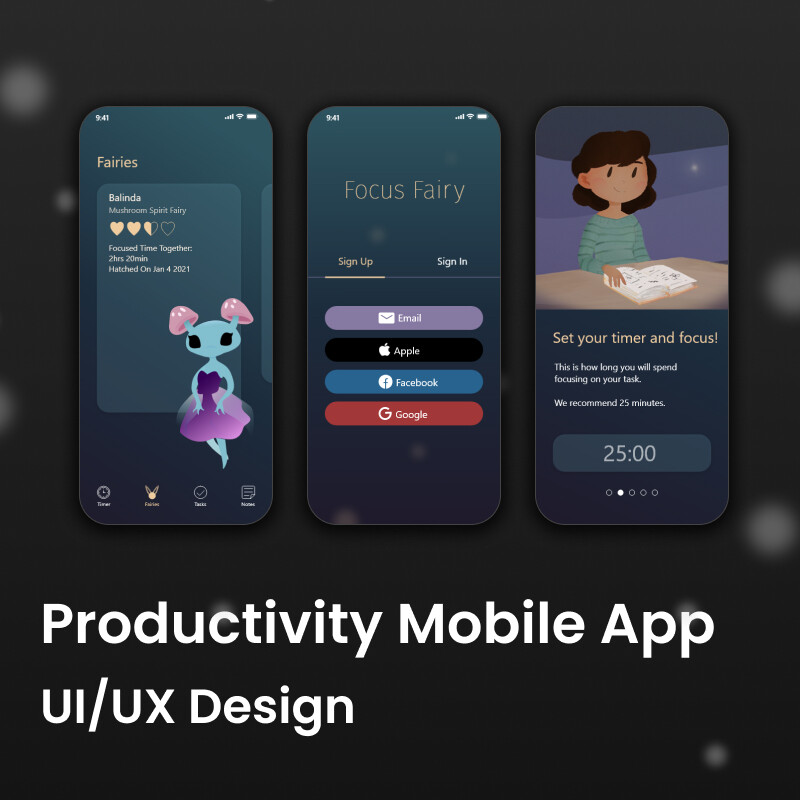 ArtStation - UI/UX Design: Mobile App "Focus Fairy"