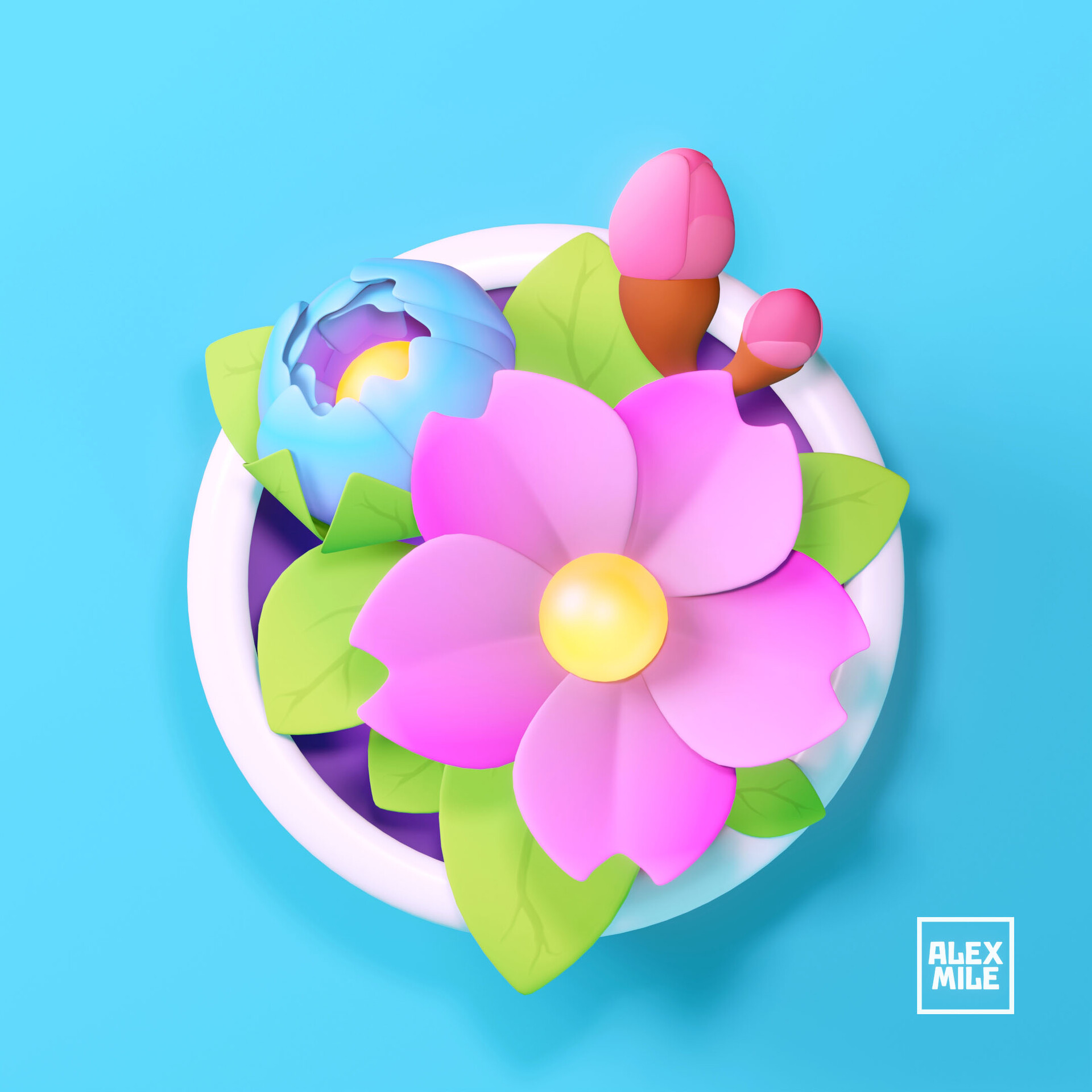 ArtStation - Flower 3D Icon // by alexmile