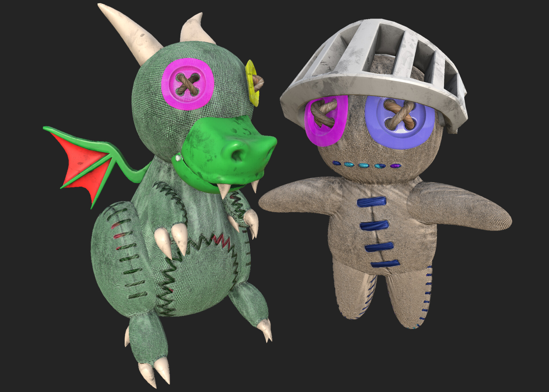 ArtStation - Stitchpunk Dolls - Dragon and Knight