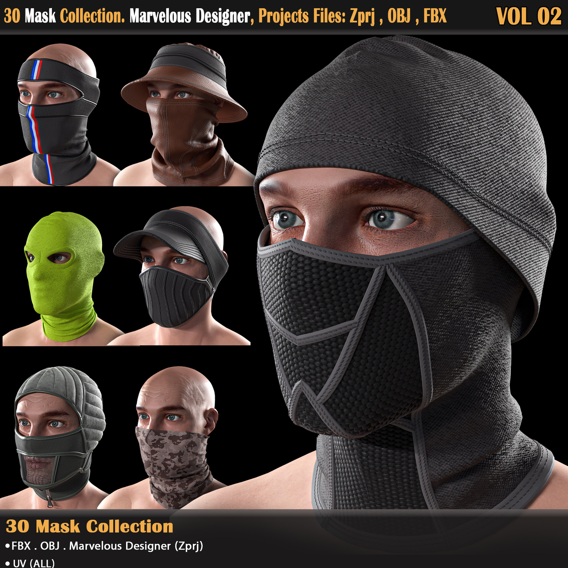 ArtStation - 30 Mask Collection. Marvelous Designer, Projects Files ...