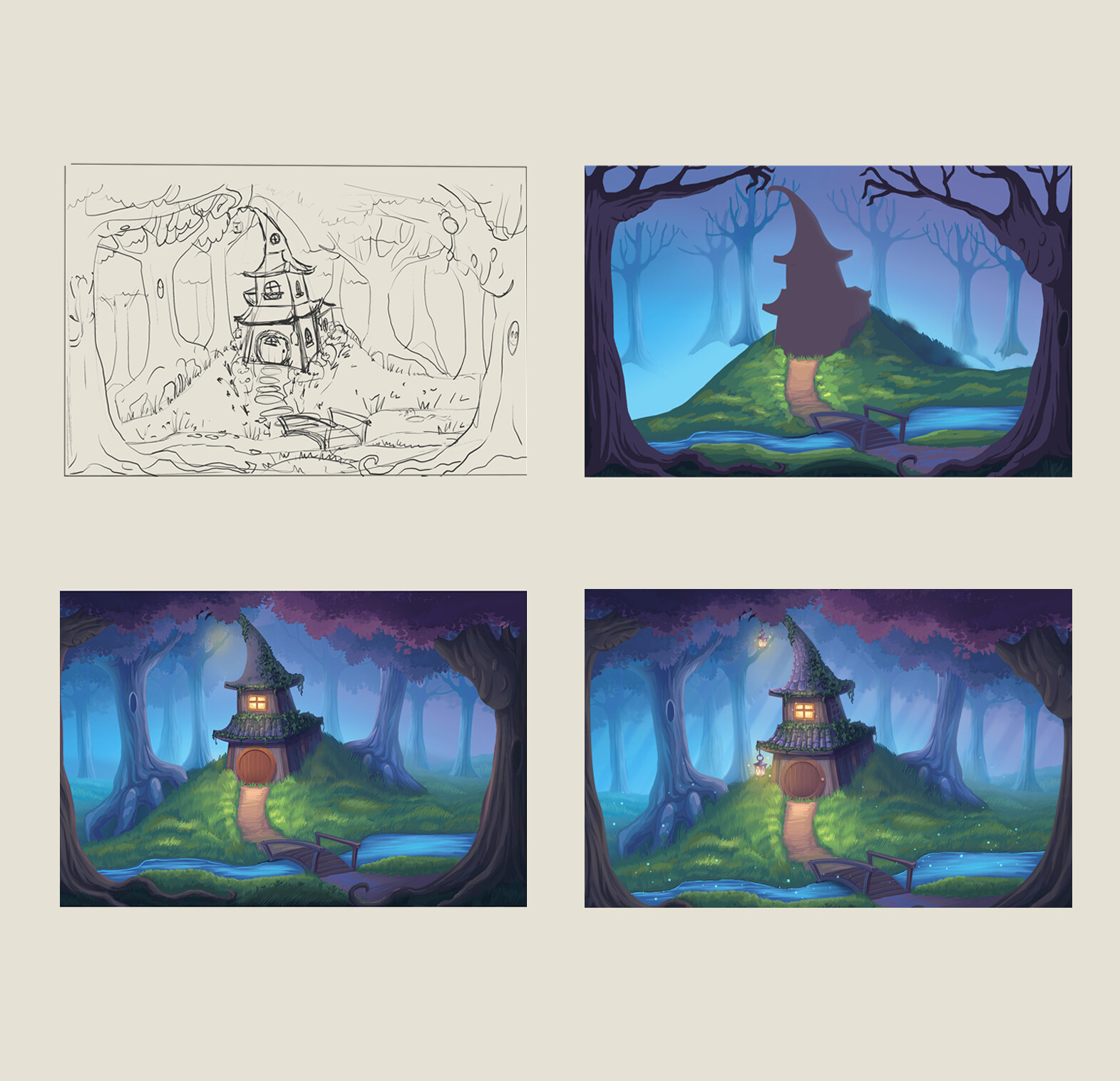 ArtStation - Stages of drawing "Fantasy forest"