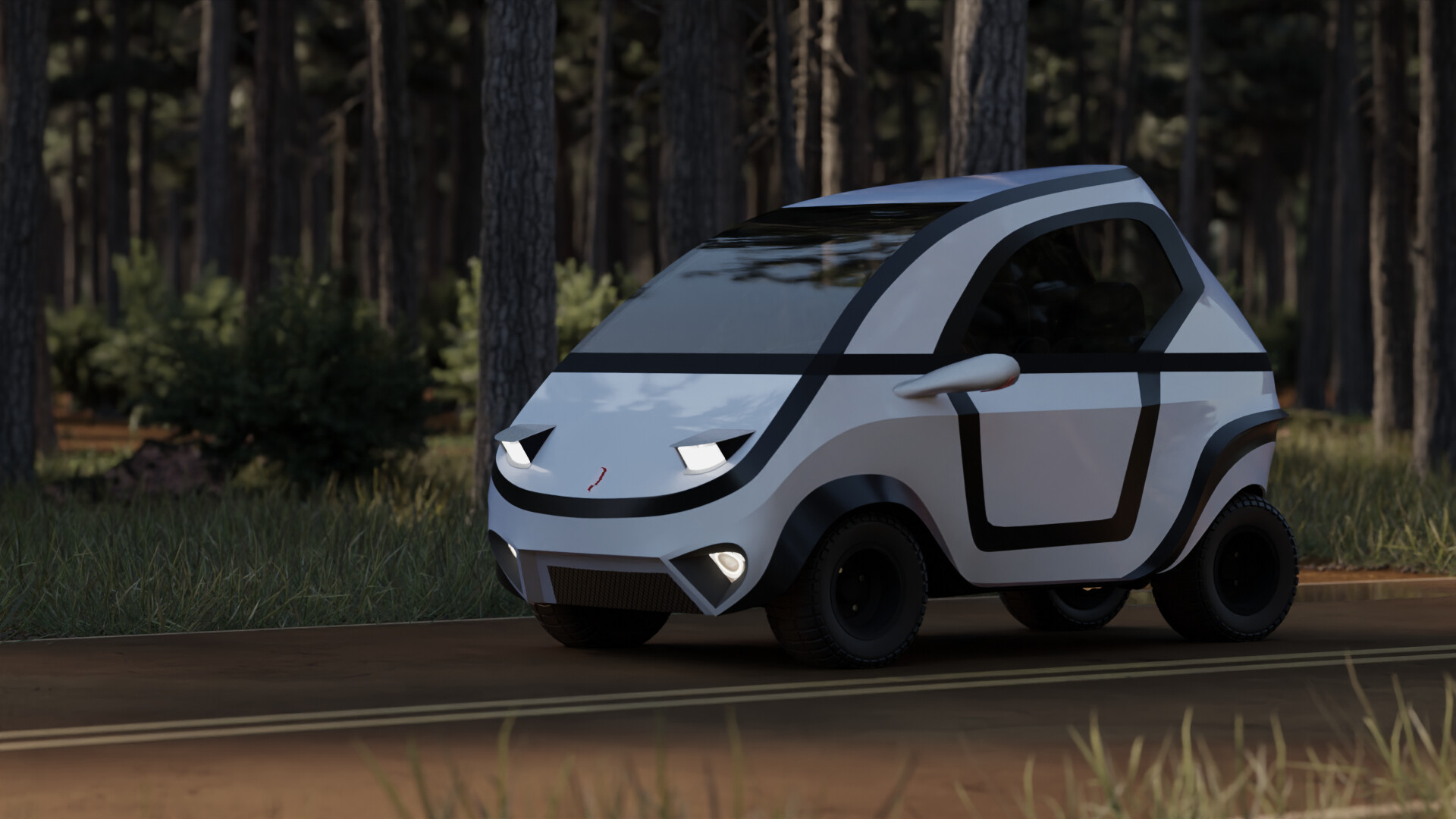 ArtStation - Render of car in the forest