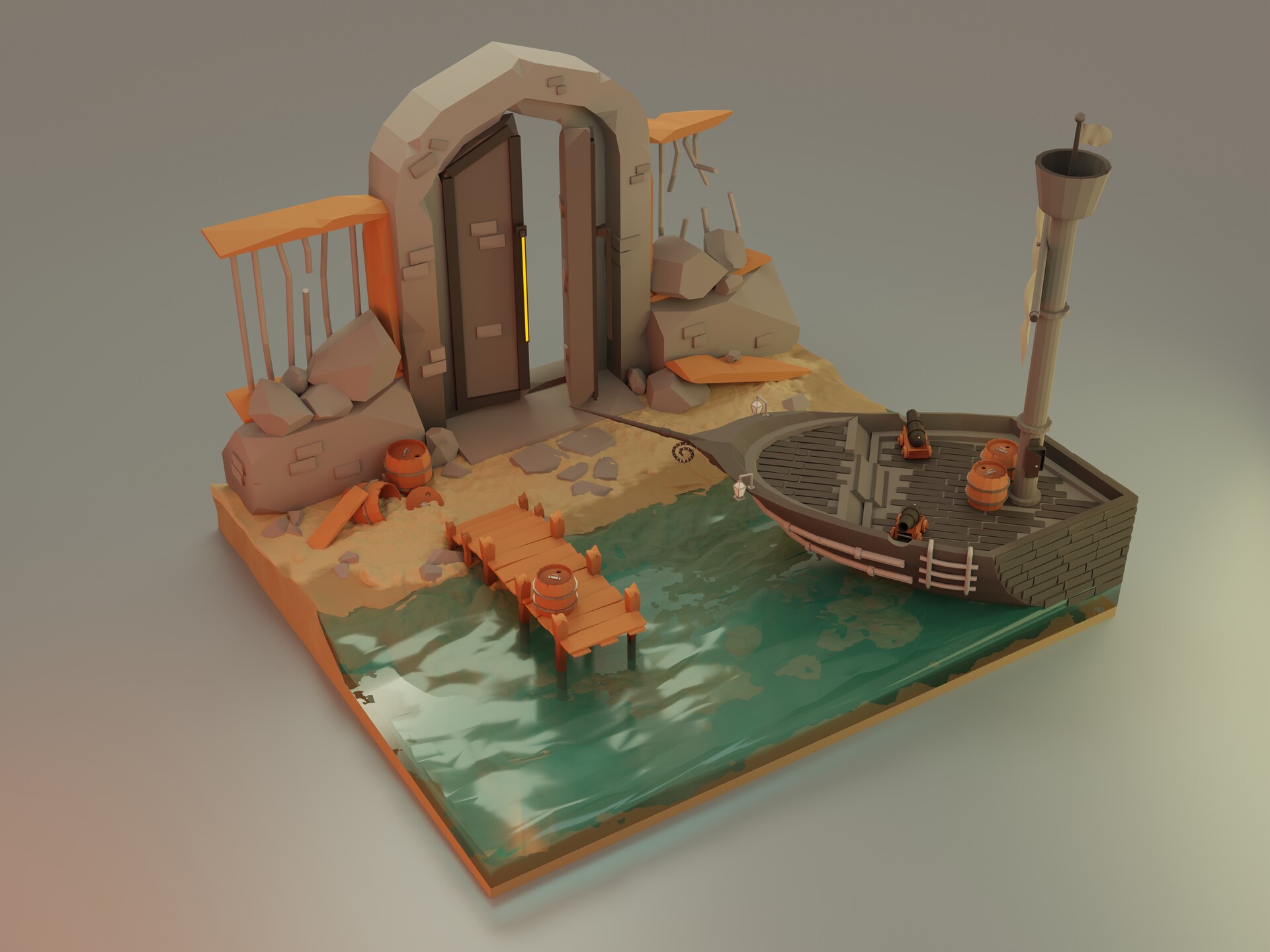 ArtStation - Low Poly Isle of Pirate