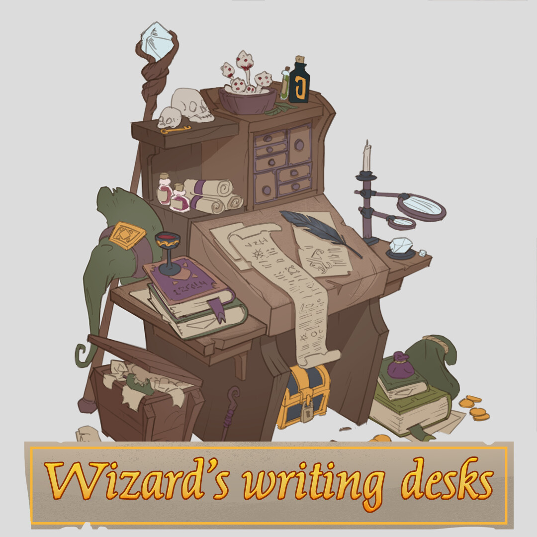 ArtStation - Wizard's writing desk concepts