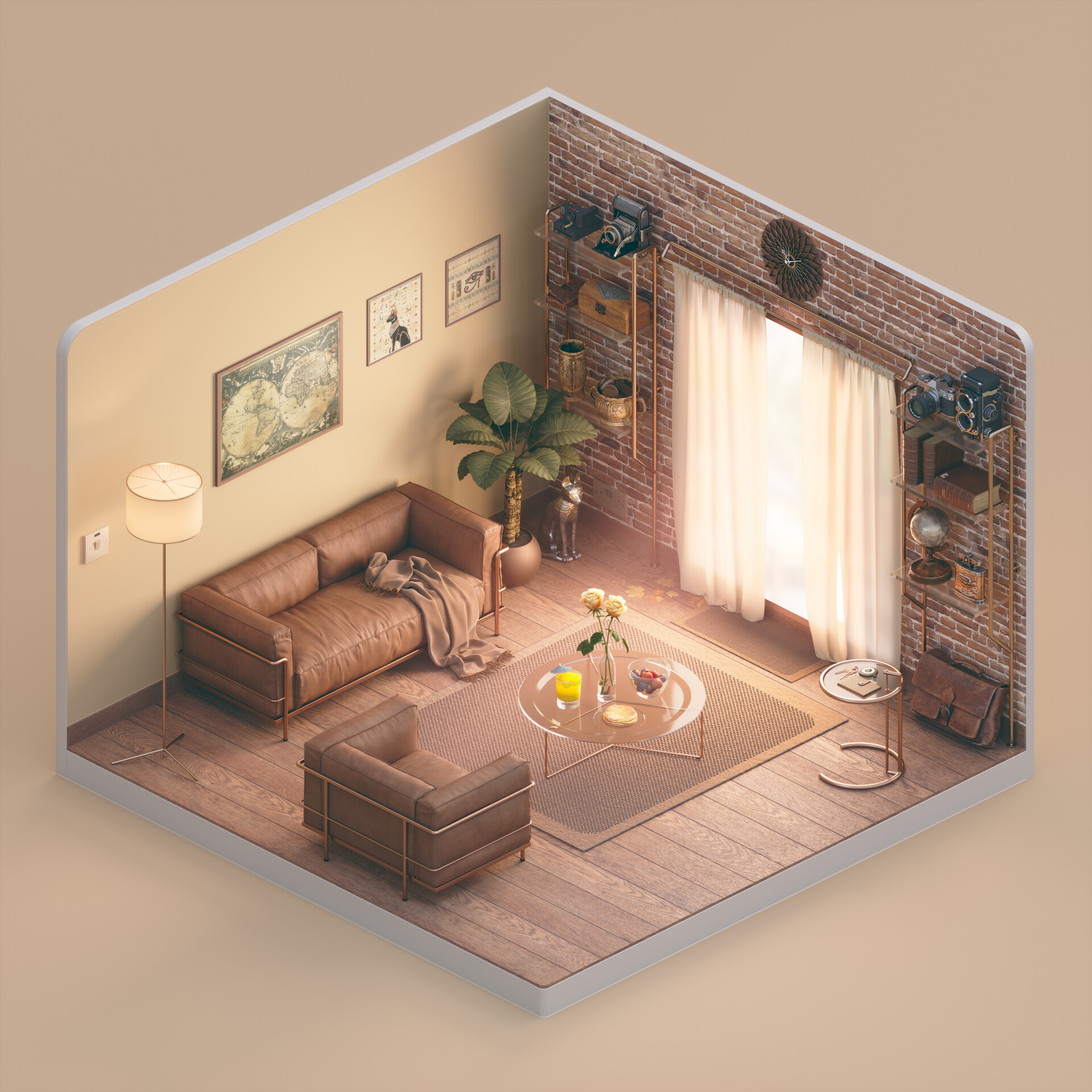 ArtStation - Isometric Room - Day