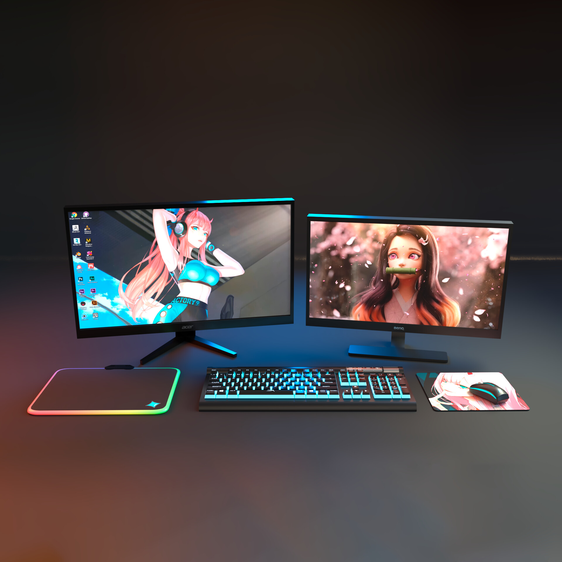 ArtStation - PC Gamer Screens and Keyboard