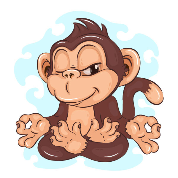 ArtStation - Meditating Cartoon Monkey.