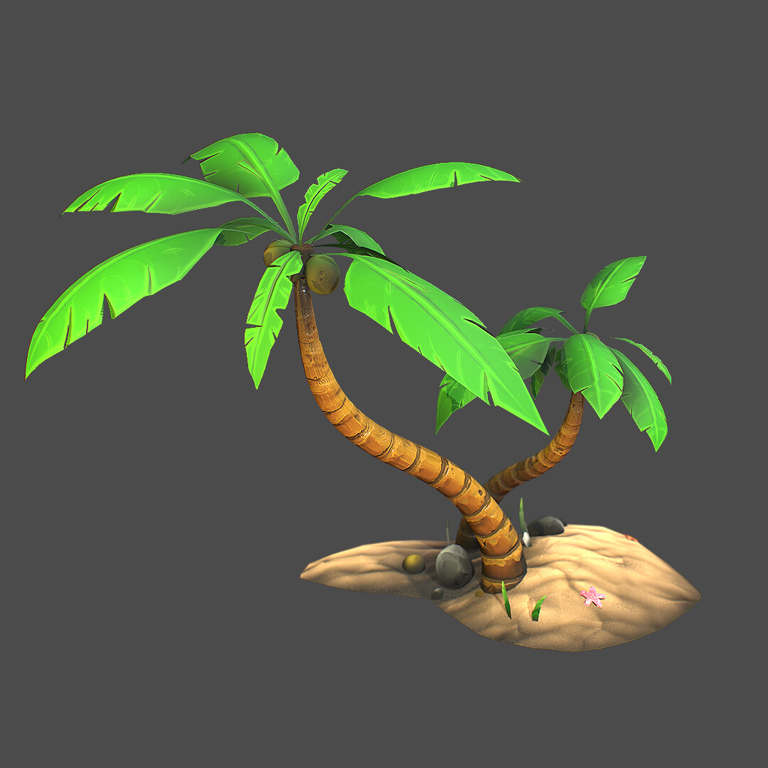 ArtStation - Stylized coconut tree