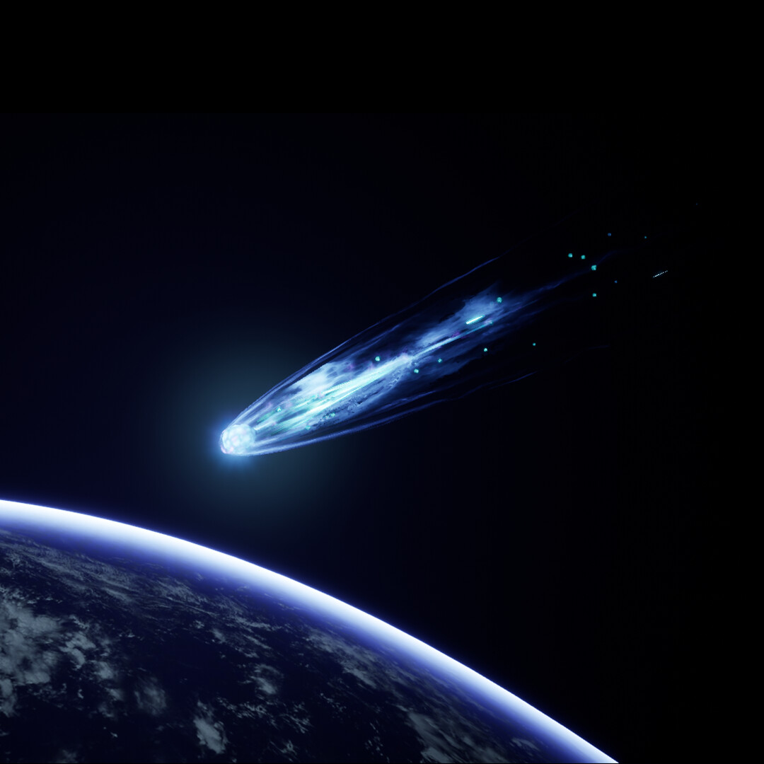 ArtStation - Comet against the background of the earth