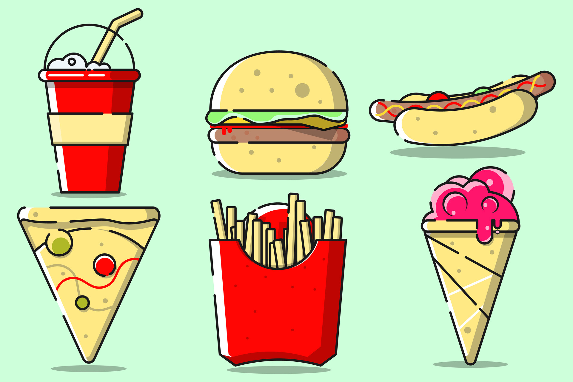 ArtStation - Fast food icon set