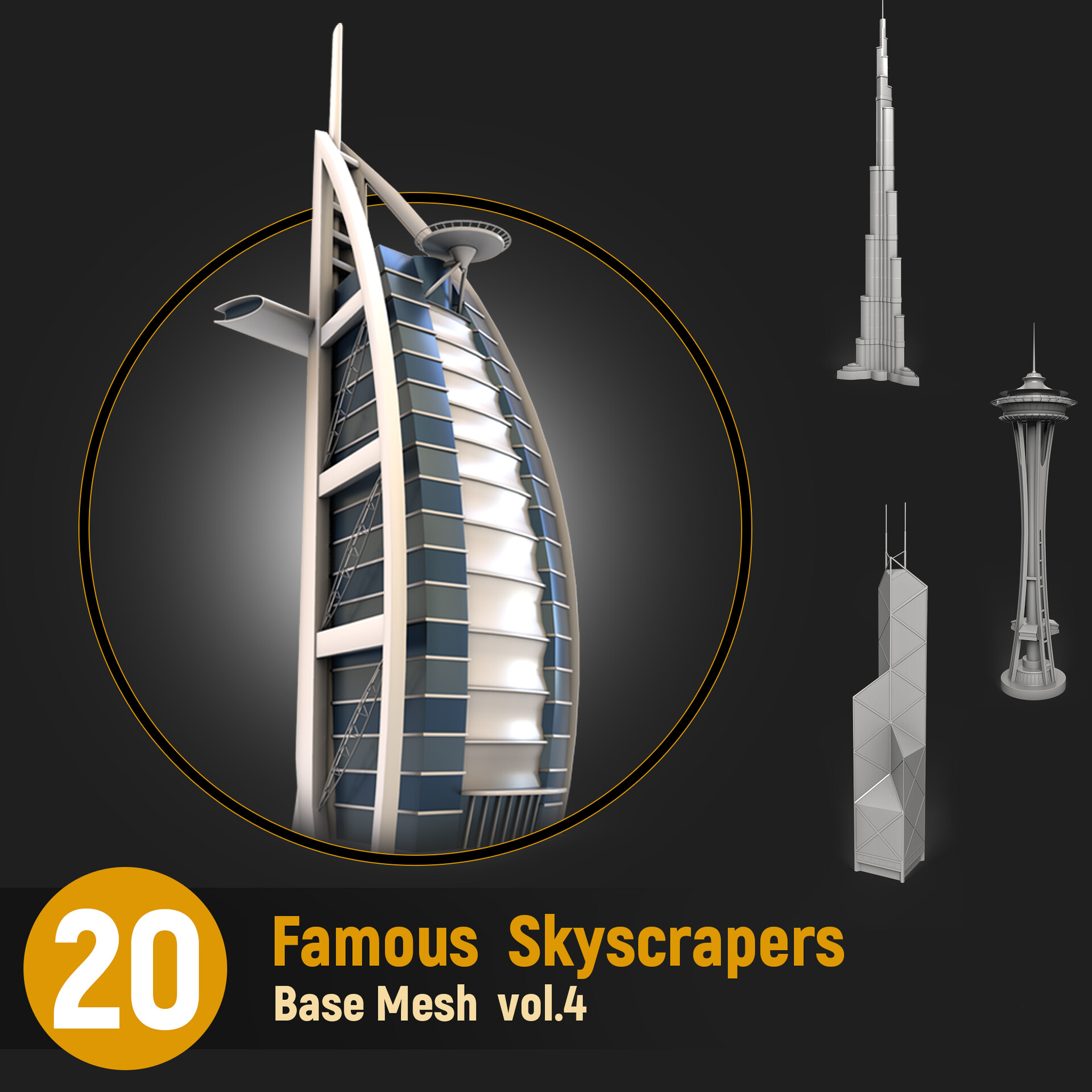 ArtStation - 20 famous skyscrapers base mesh Vol.4