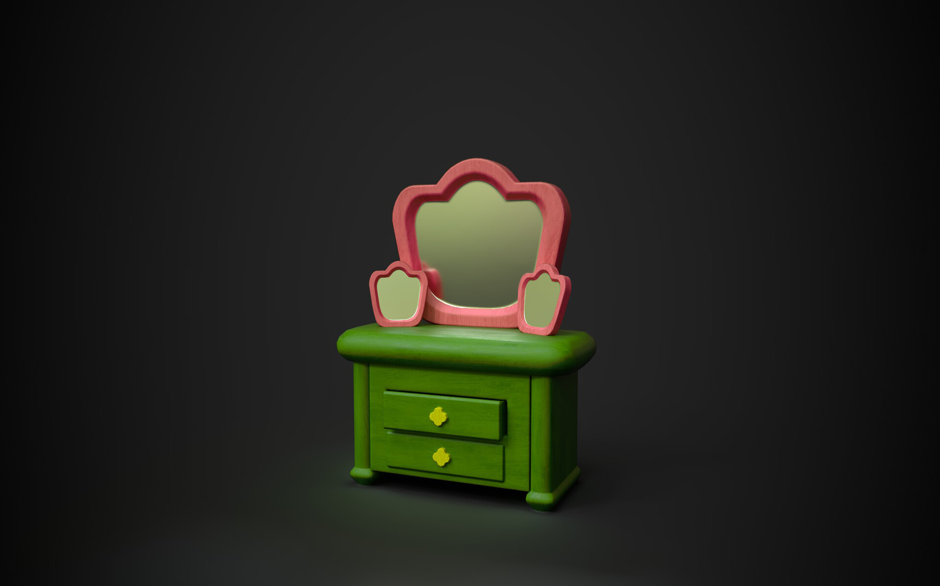 ArtStation - Stylized Cabinet with Three Mirrors