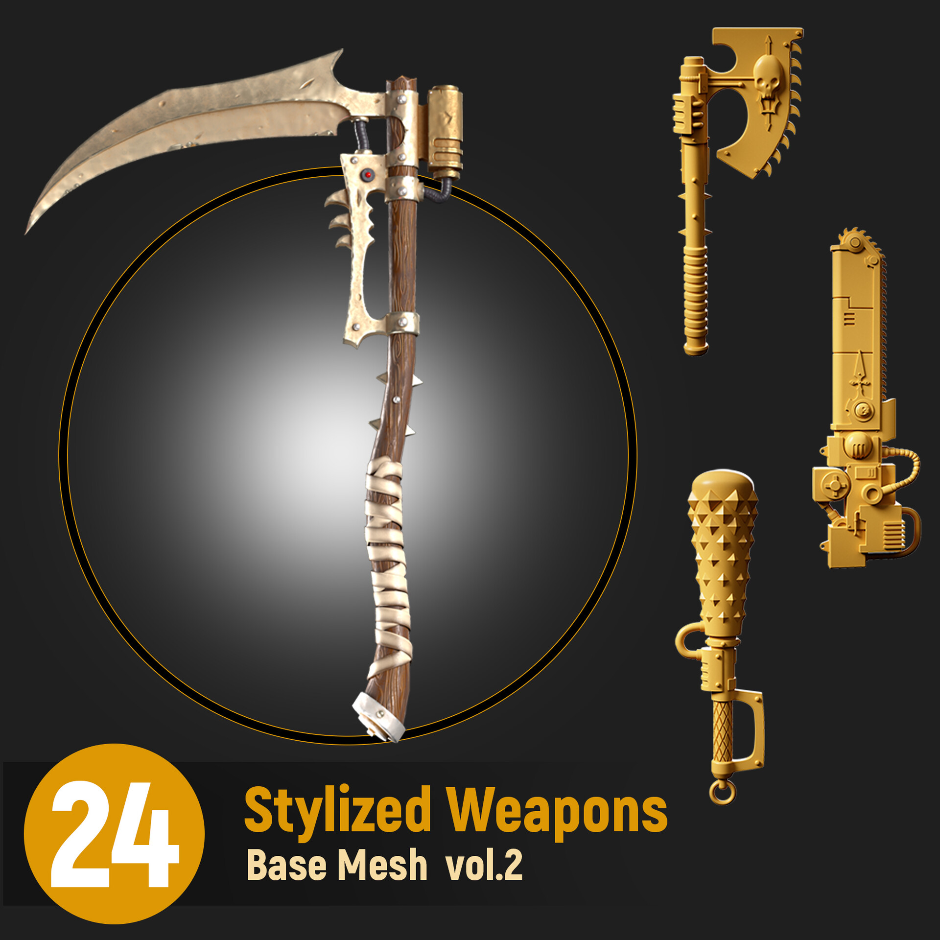 ArtStation - 24 Stylized Weapon Base mesh Vol.2