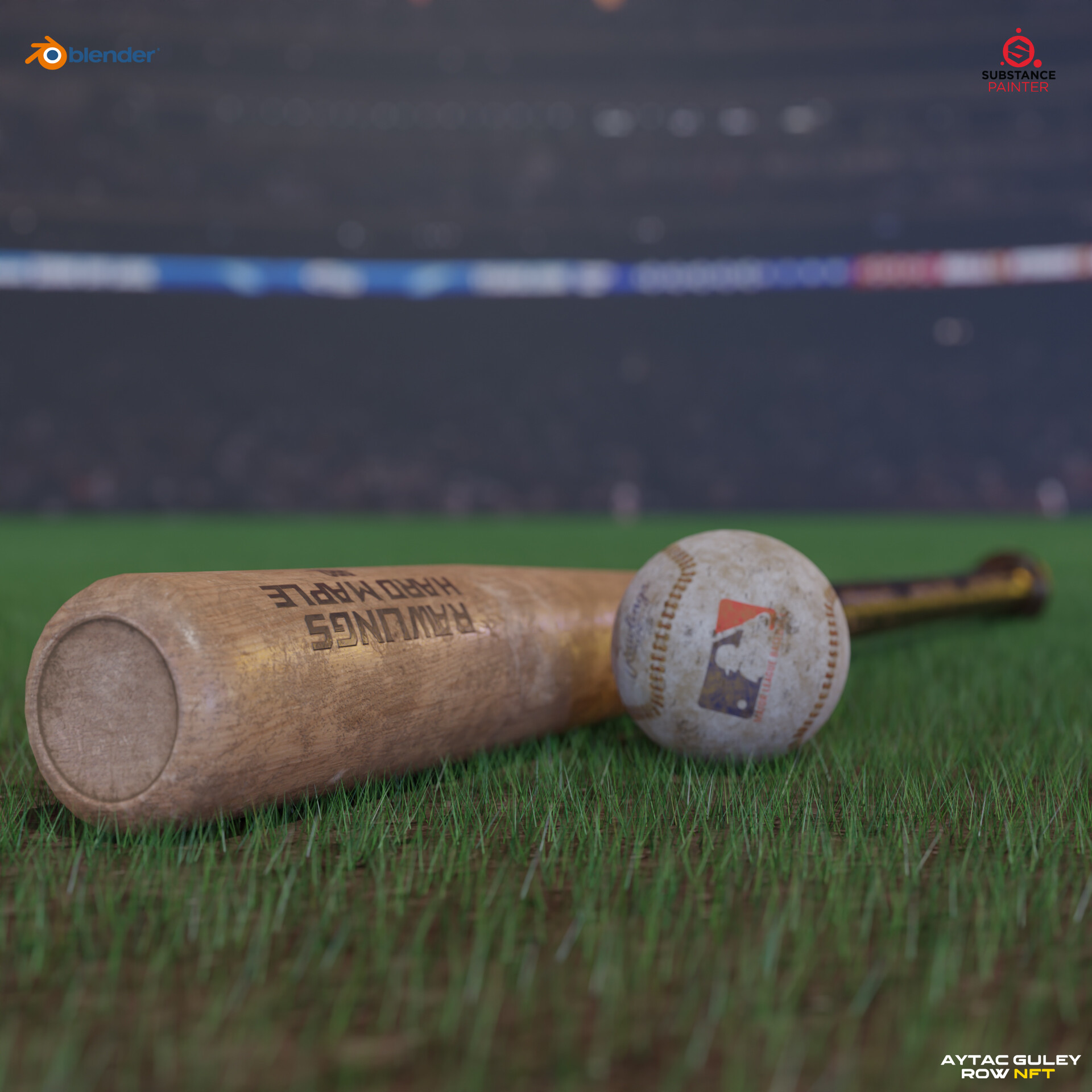 ArtStation - Low Poly Baseball ball and bat 3D Model