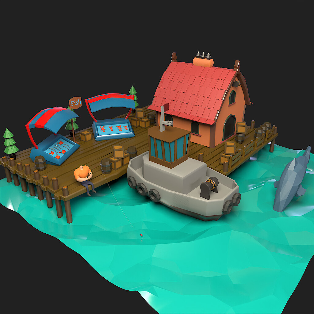 ArtStation - 3D low poly stylize scene