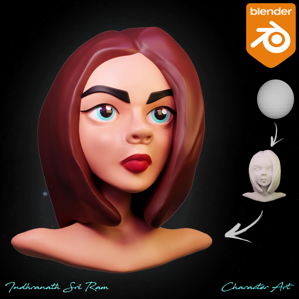 ArtStation - Stylized Female Character Bust - #Practice01