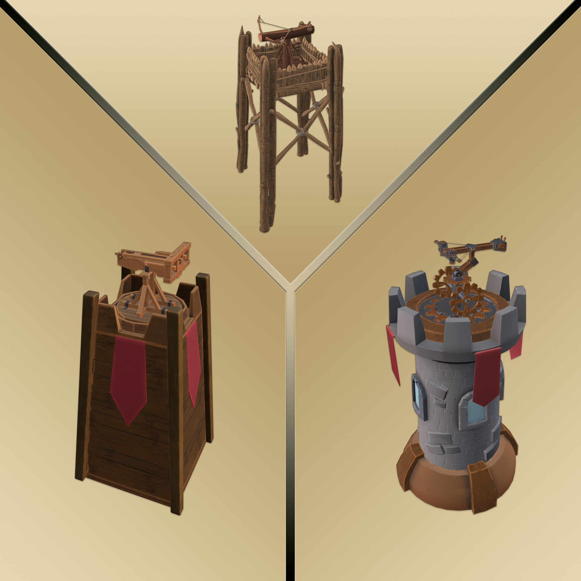 ArtStation - Tower Defense - Crossbow Tower Tiers