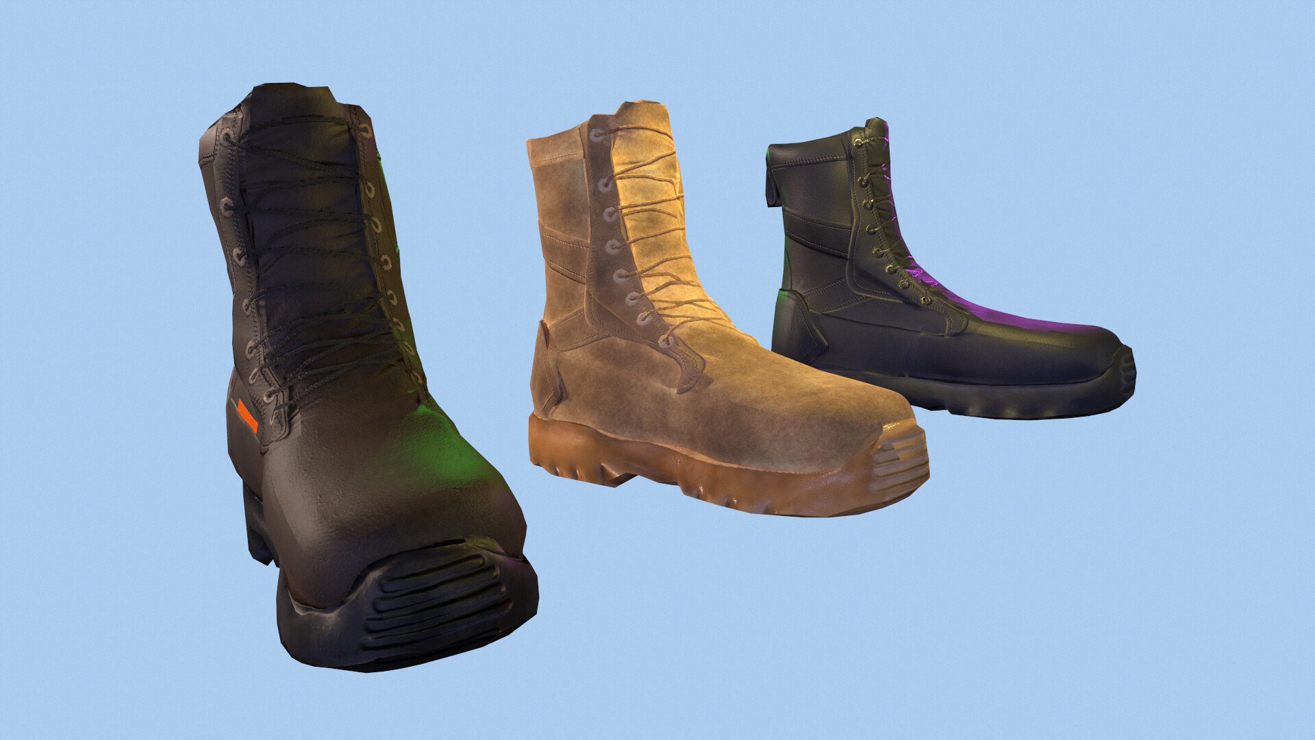 ArtStation - Lowpoly soldier boot with diferentes 4k textures