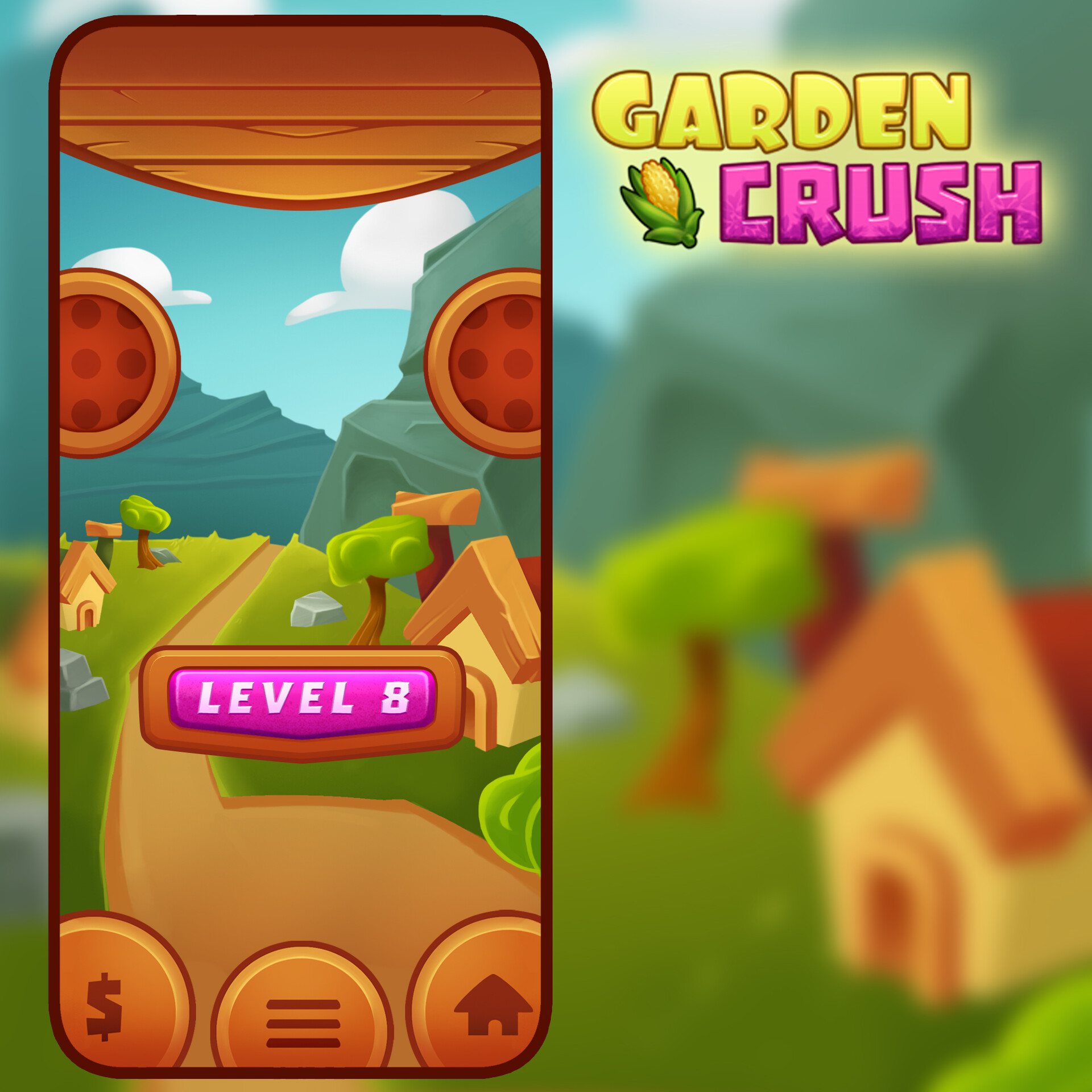 ArtStation - Casual Mobile Game Screen + UI [Garden Crush]