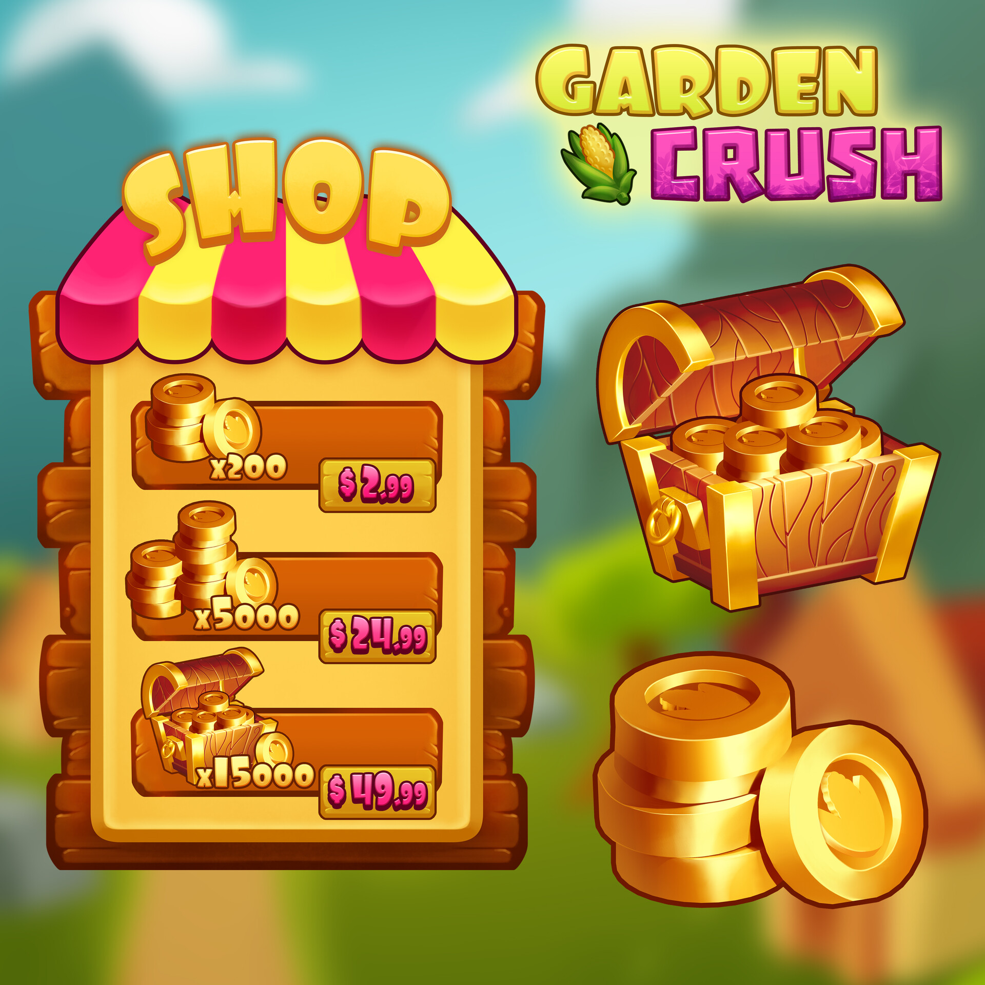 ArtStation - Mobile Game Shop Screen + UI [Garden Crush]