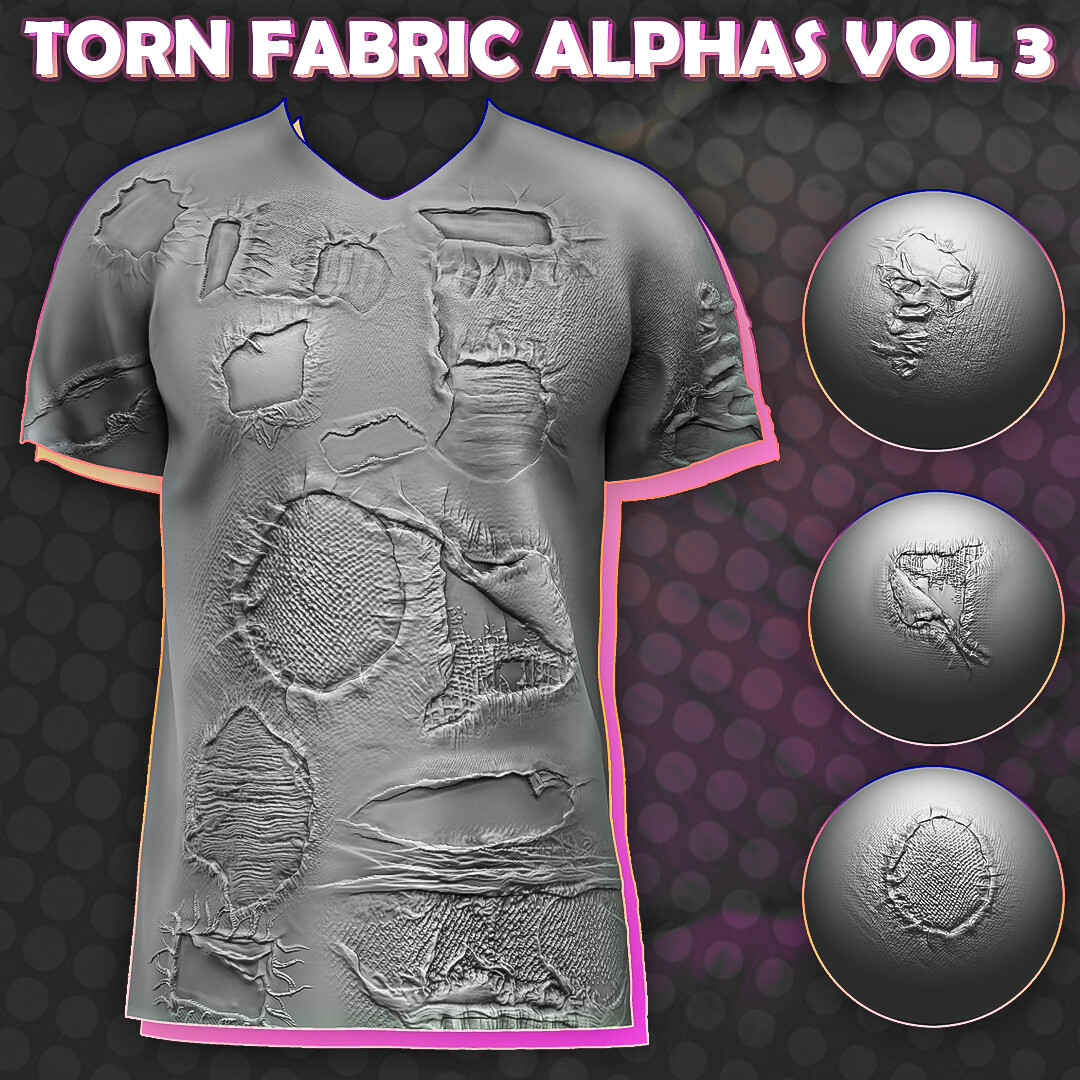ArtStation - Torn Fabric Alphas vol. 3 for ZBrush