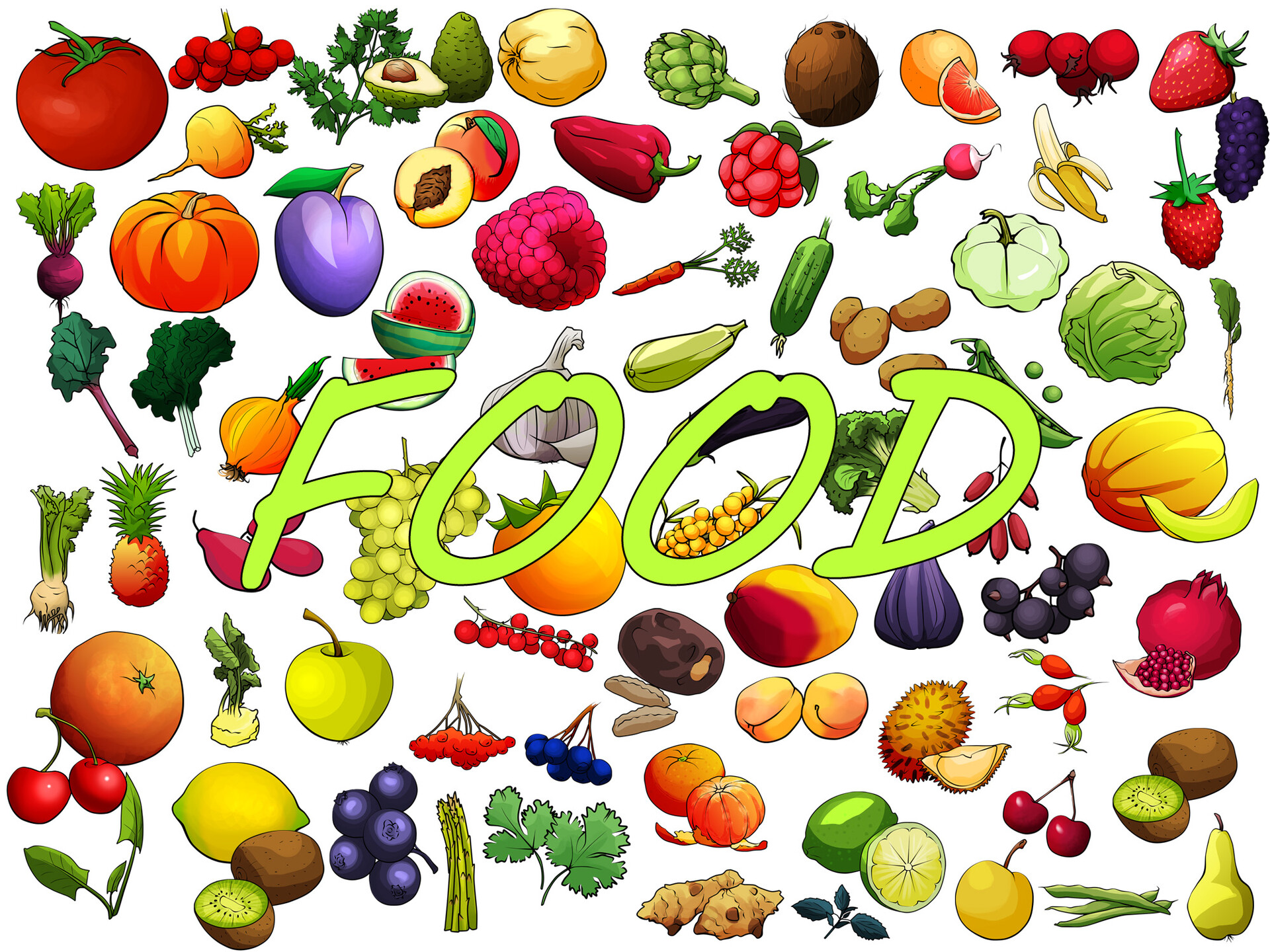 ArtStation - Food. Line art stylized