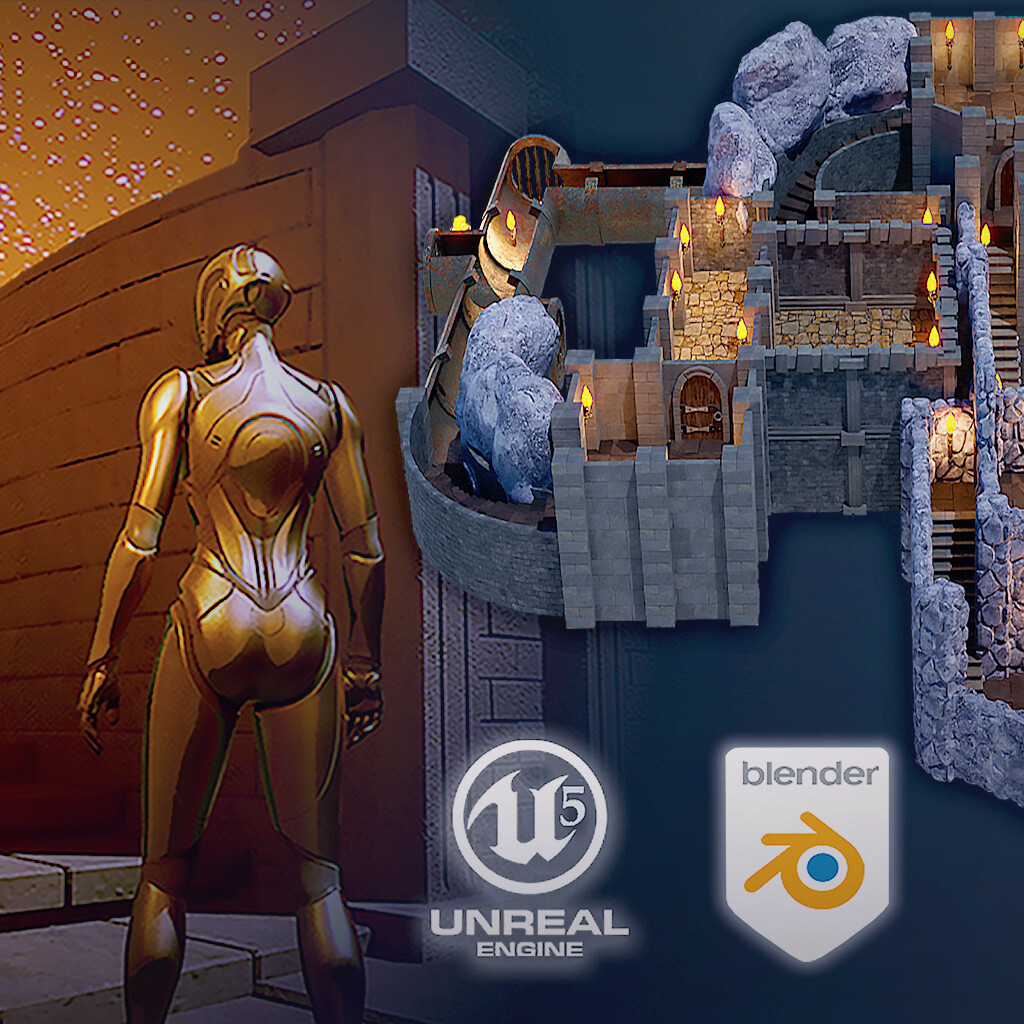 ArtStation - Blender 3 to Unreal Engine 5 Dungeon Modular Kitbash