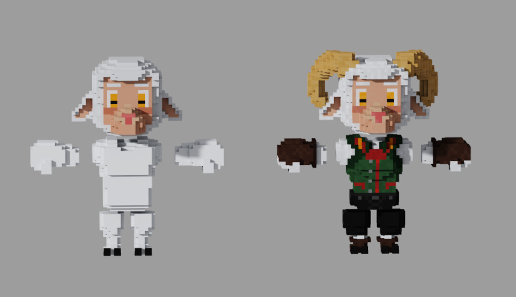 ArtStation - Voxel game character - Goat man