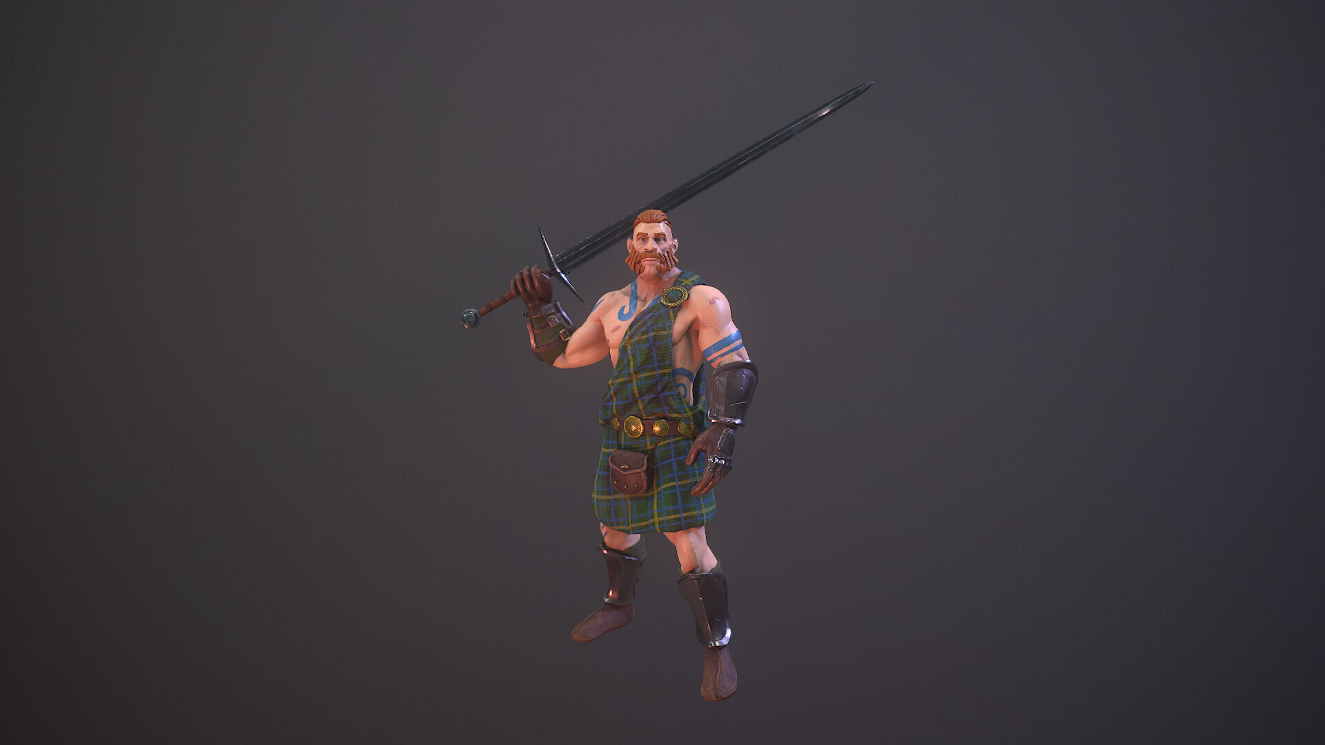 ArtStation - Highlander Swordsman/ Rig, Skin, Pose, Animation