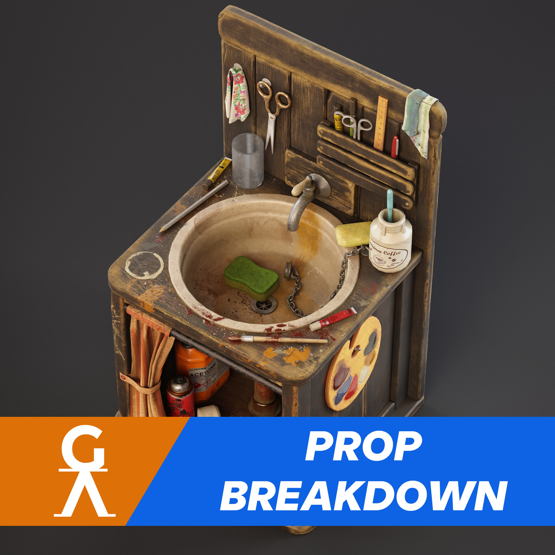 ArtStation - Miniature Artists Sink - Prop Breakdown - Max Svynoboi