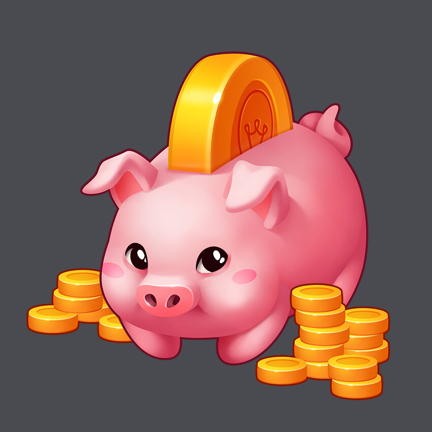 ArtStation - Pig bank: art + GUI