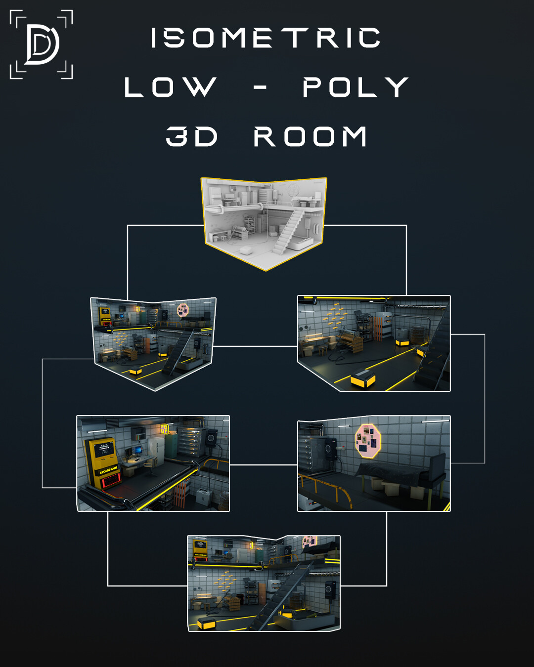 ArtStation - low-poly isometric 3d room