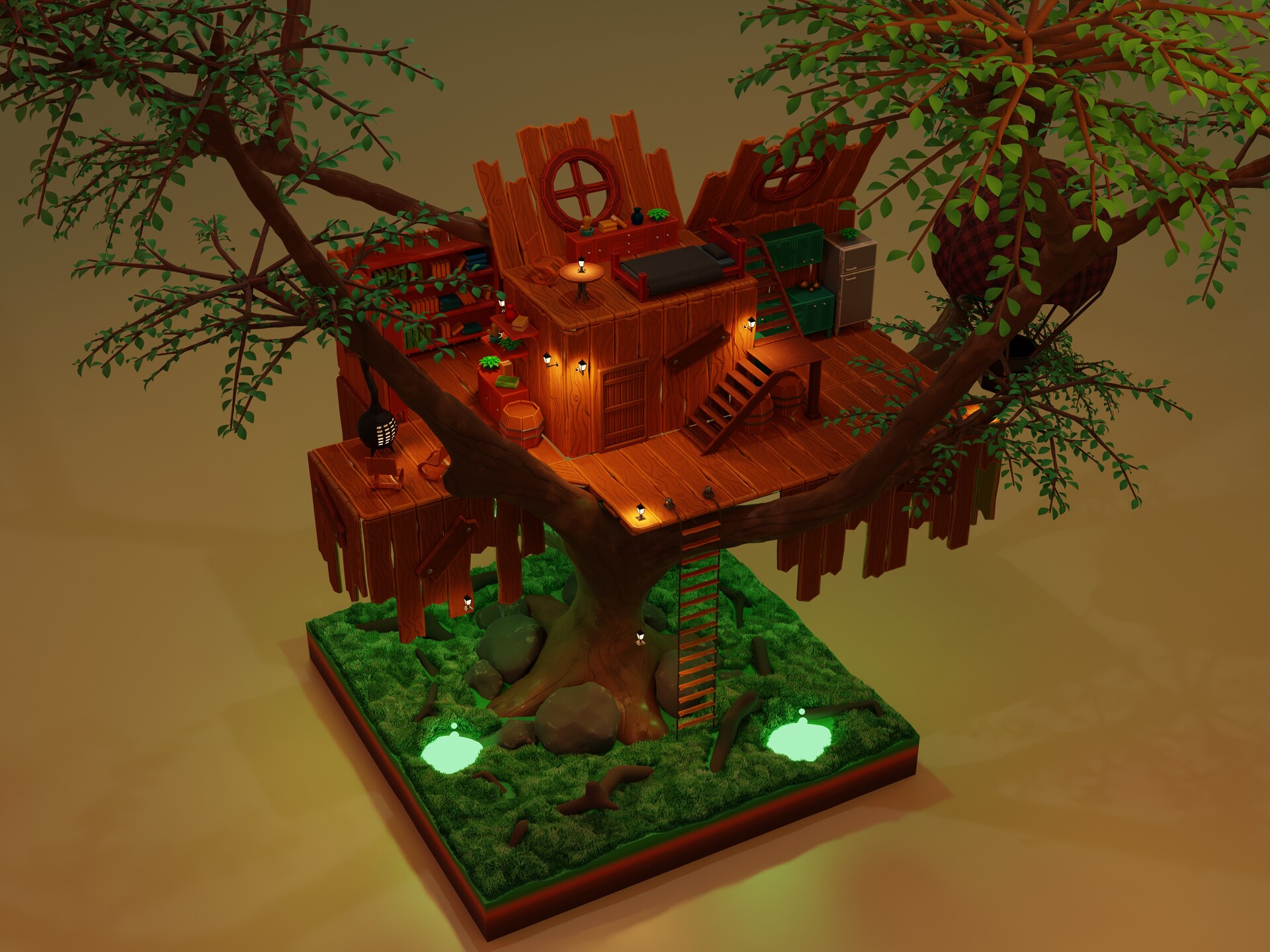 ArtStation - Low Poly Tree House