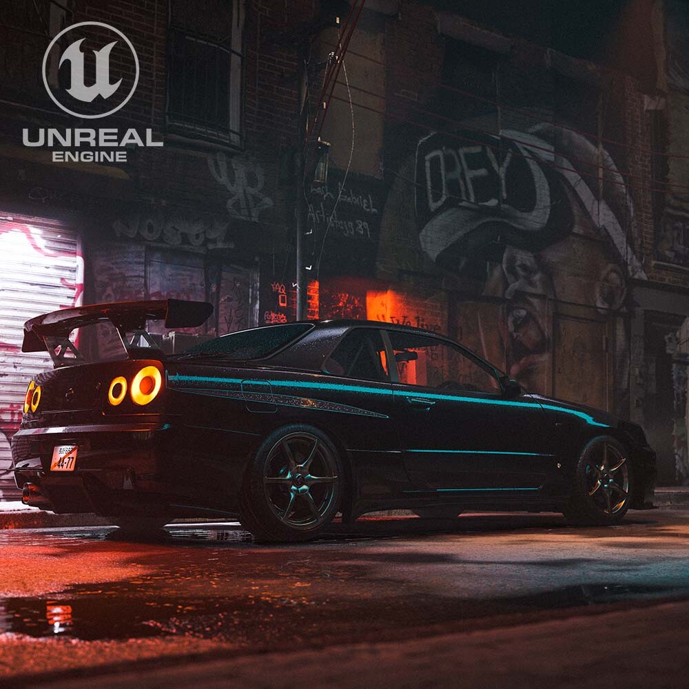 ArtStation - Nissan Skyline GTR (R34) - UE5 Automotive Rendering
