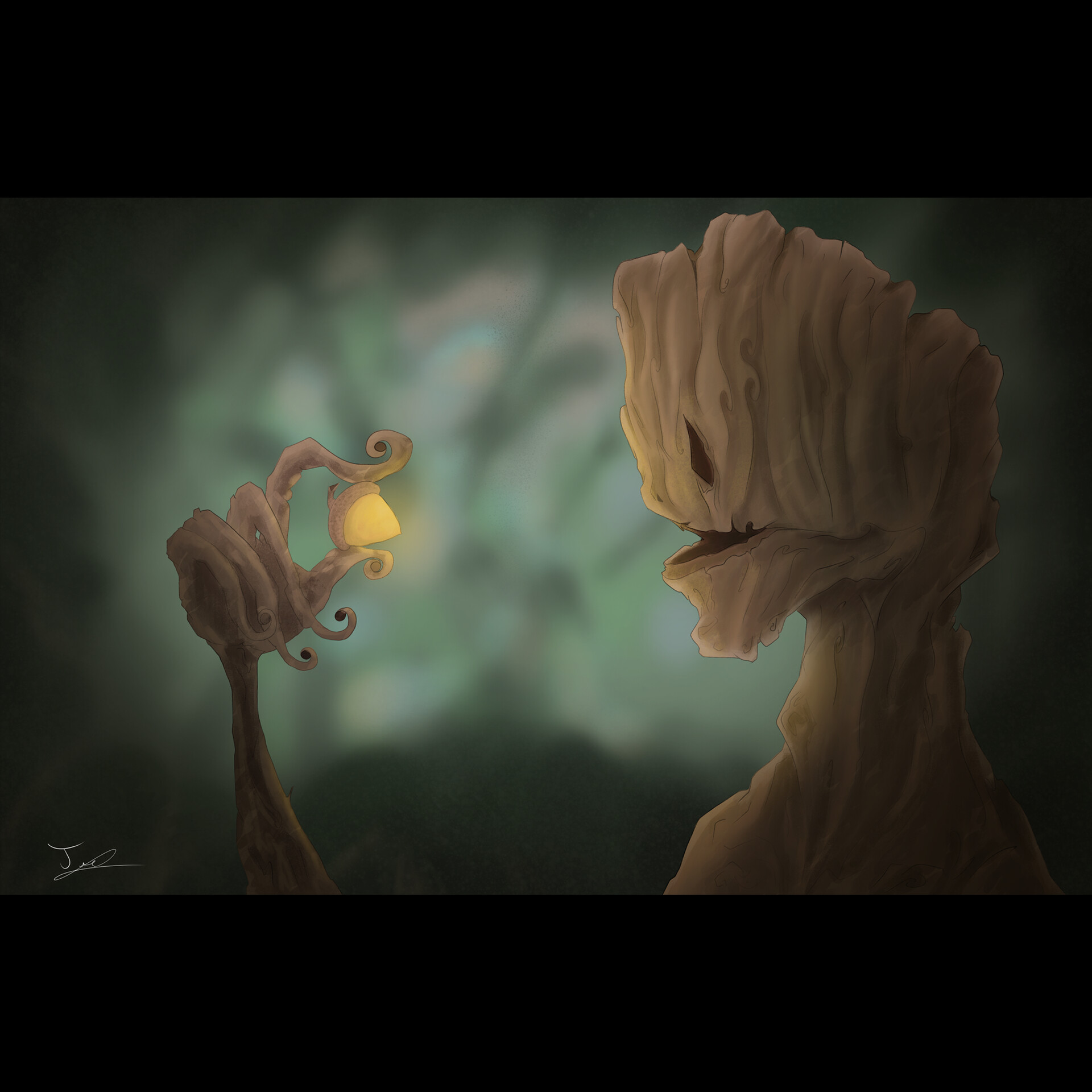 ArtStation - Ent creature find golden treasure